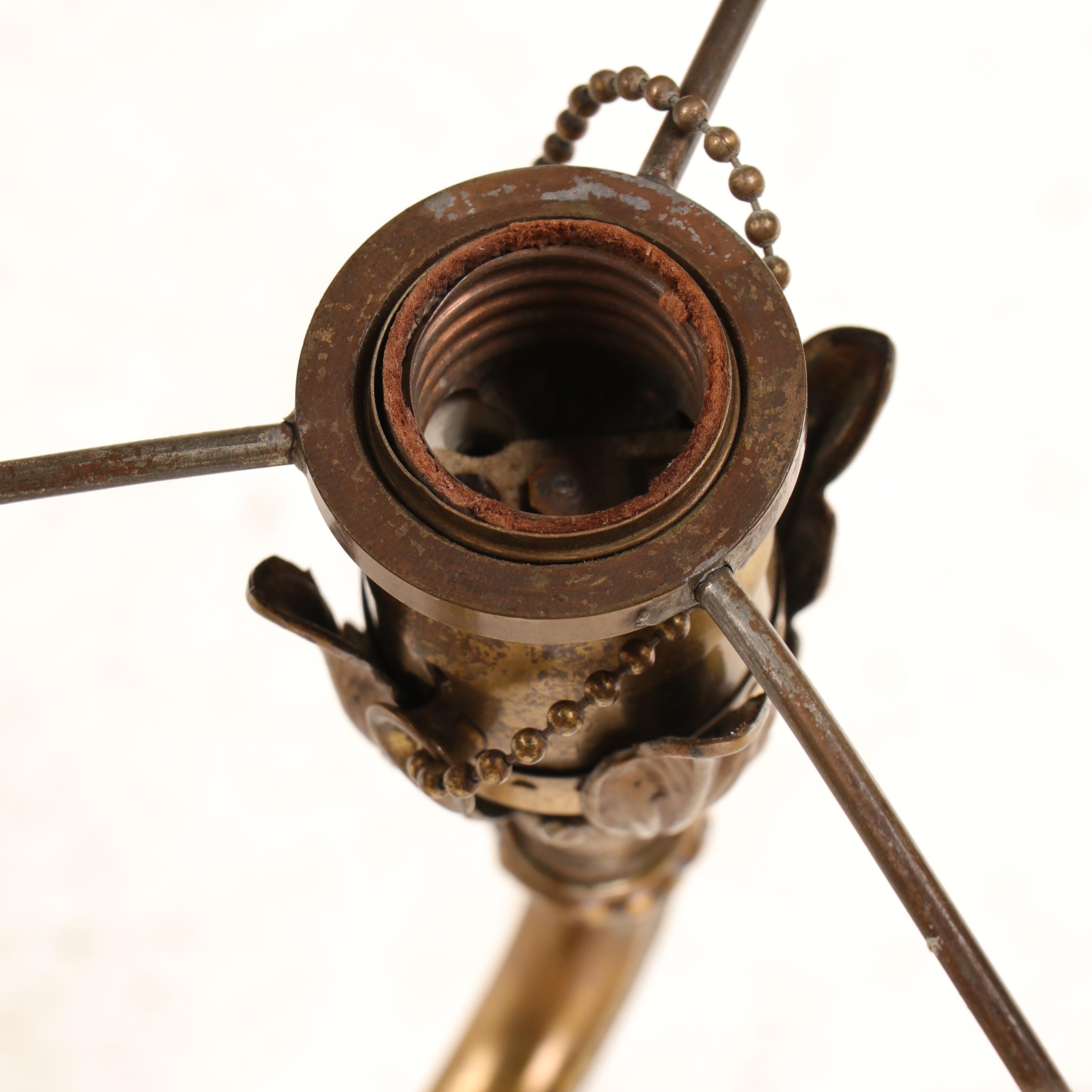 Art Deco Style Mixed Metal Figural Bridge-Arm Lamp with Pairpoint ...