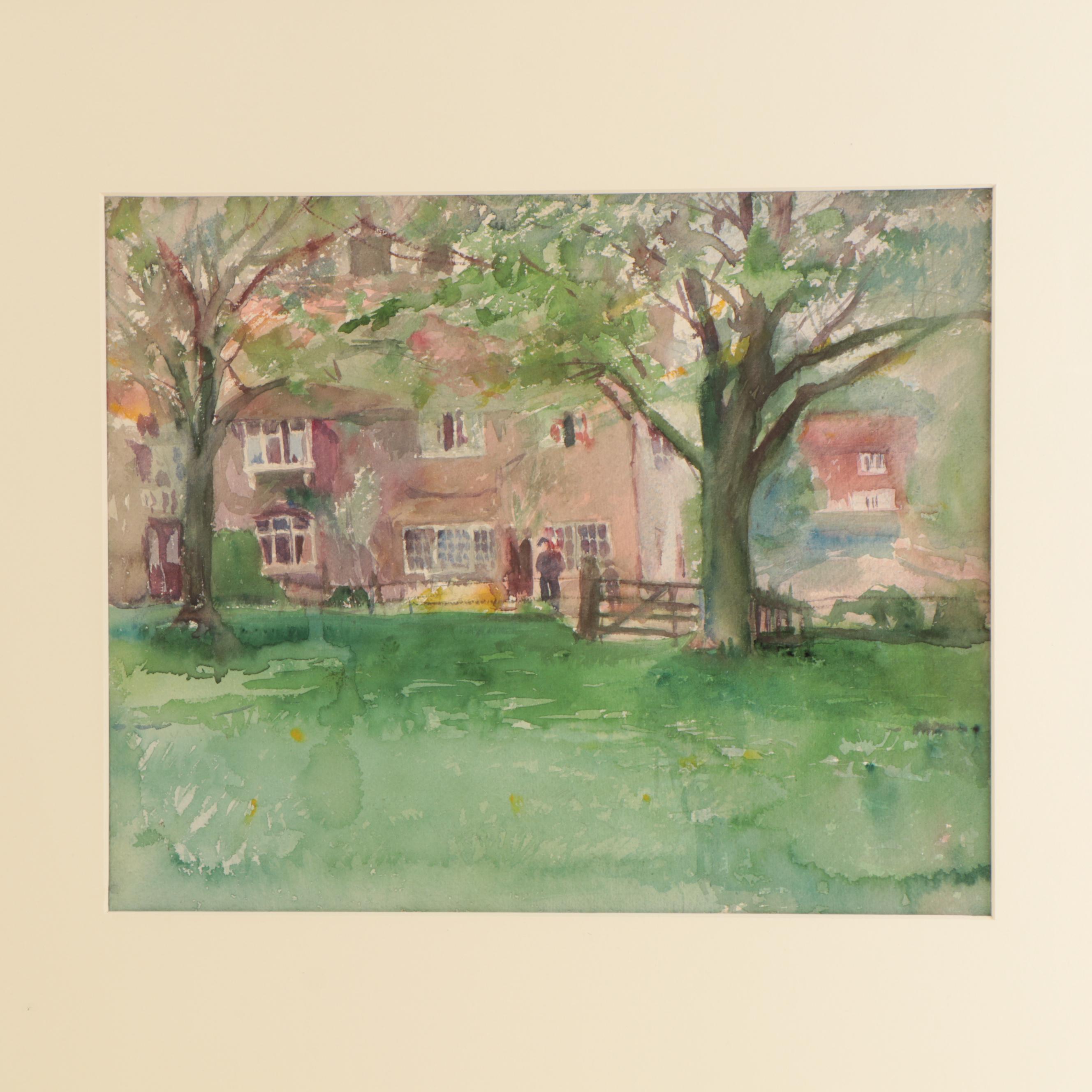 Corinne Margaret Cunningham Landscape Watercolor Paintings of Houses ...