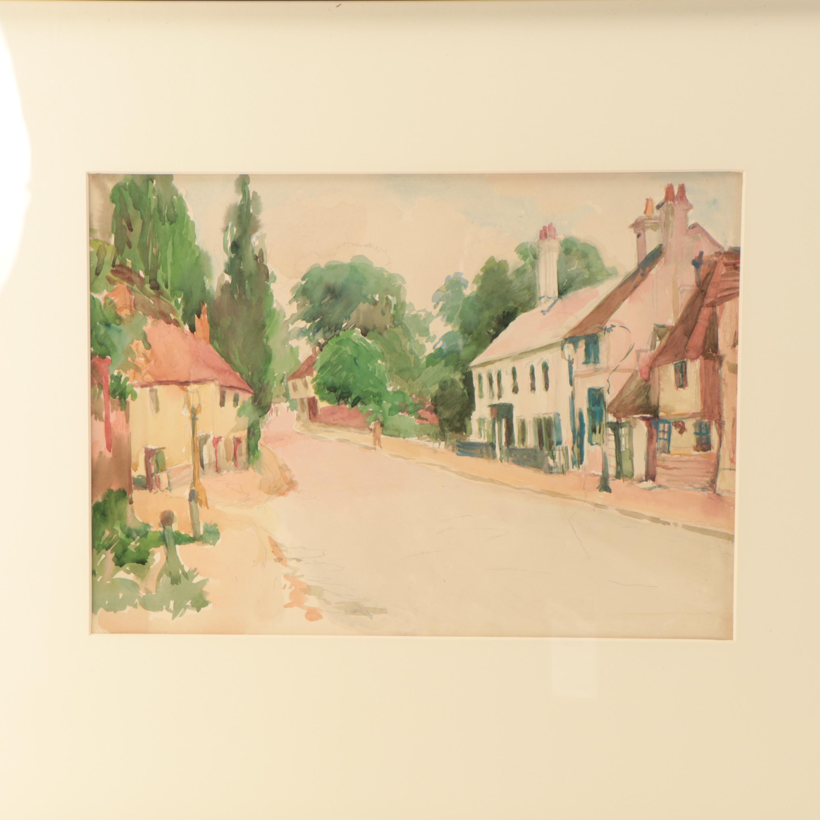 Corinne Margaret Cunningham Landscape Watercolor Paintings of Houses ...