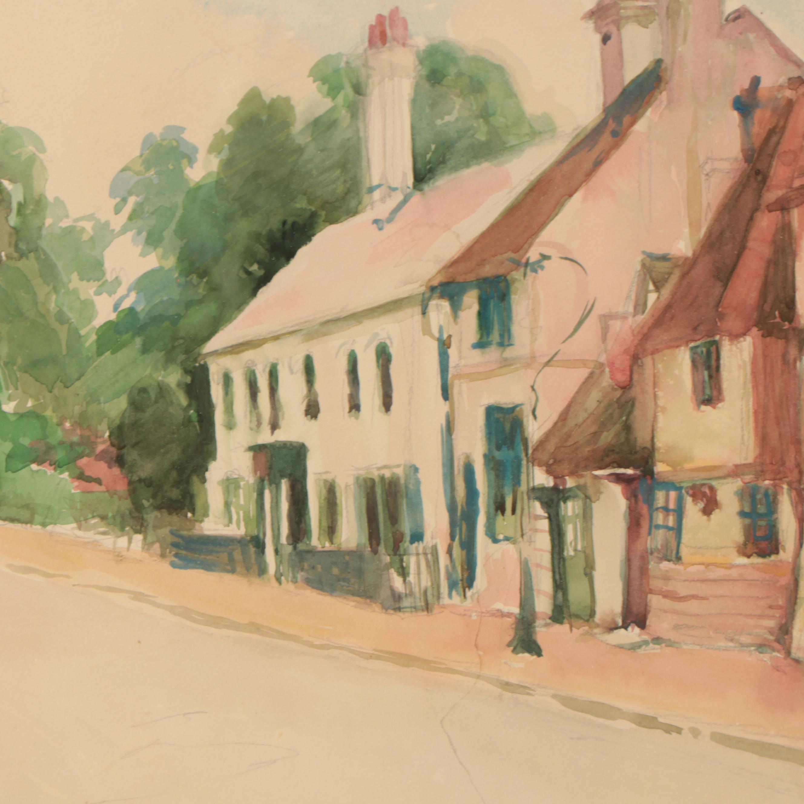 Corinne Margaret Cunningham Landscape Watercolor Paintings of Houses ...