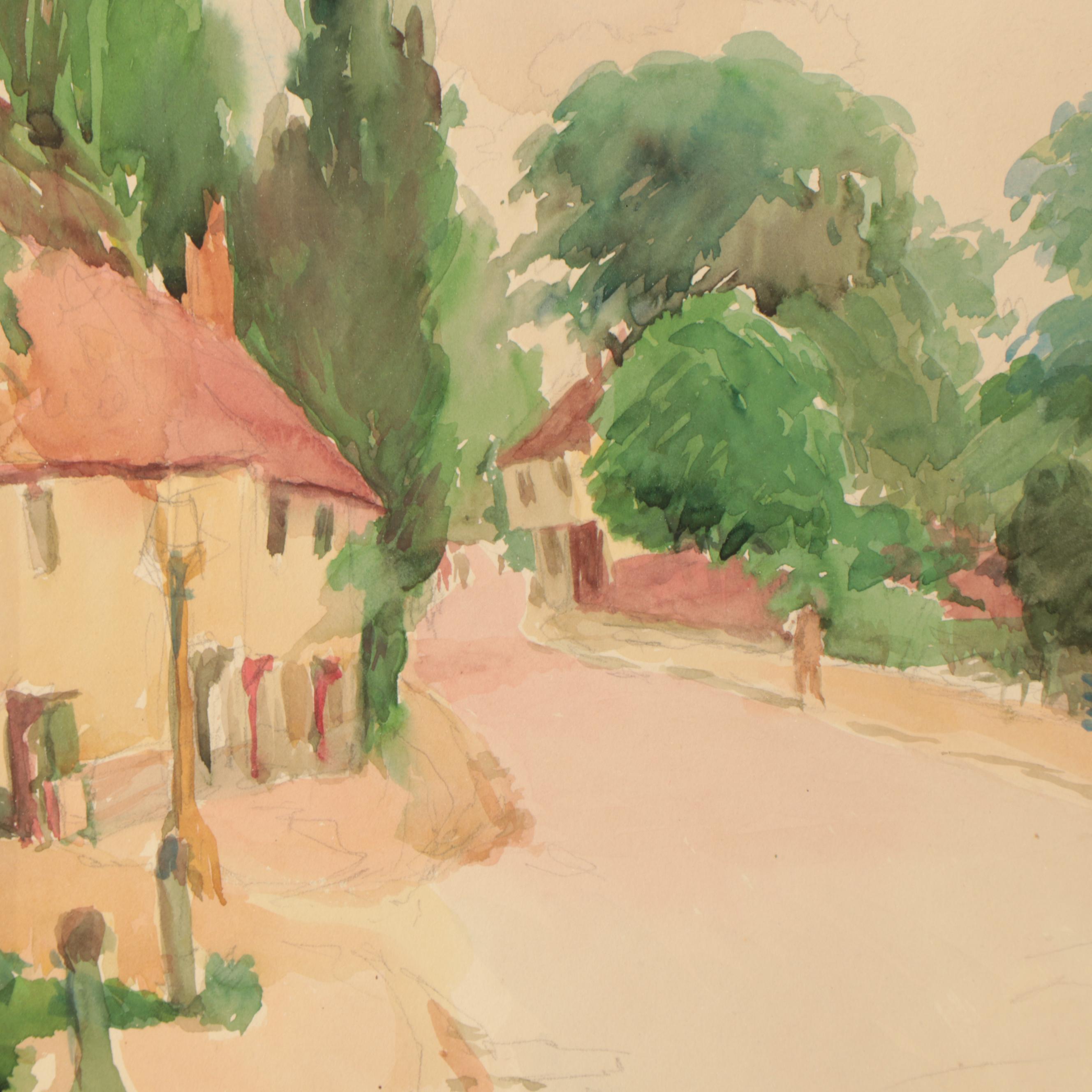 Corinne Margaret Cunningham Landscape Watercolor Paintings of Houses ...