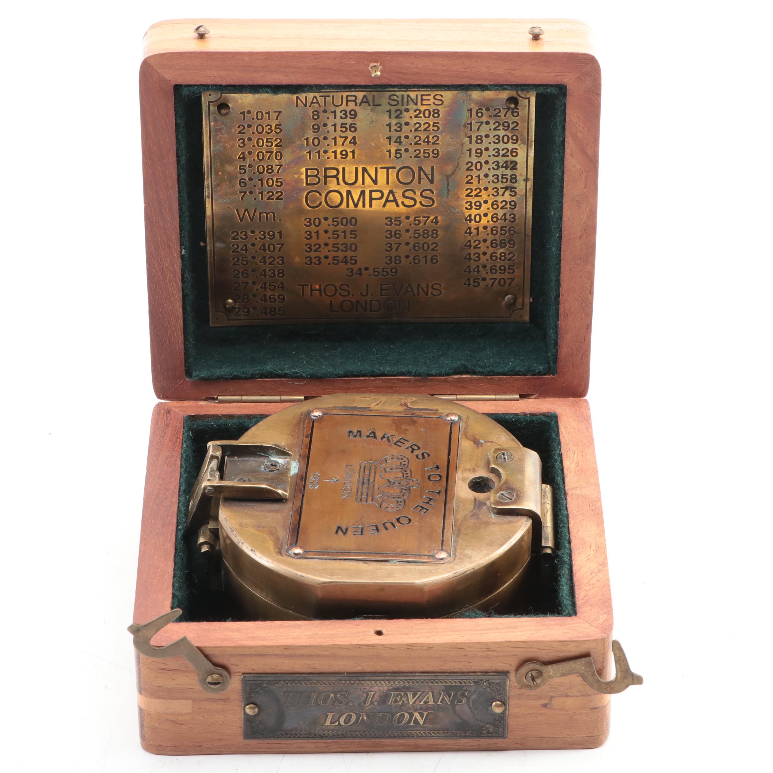 Thomas J. Evans London Brass Maritime Brunton Compass, Early 20th ...