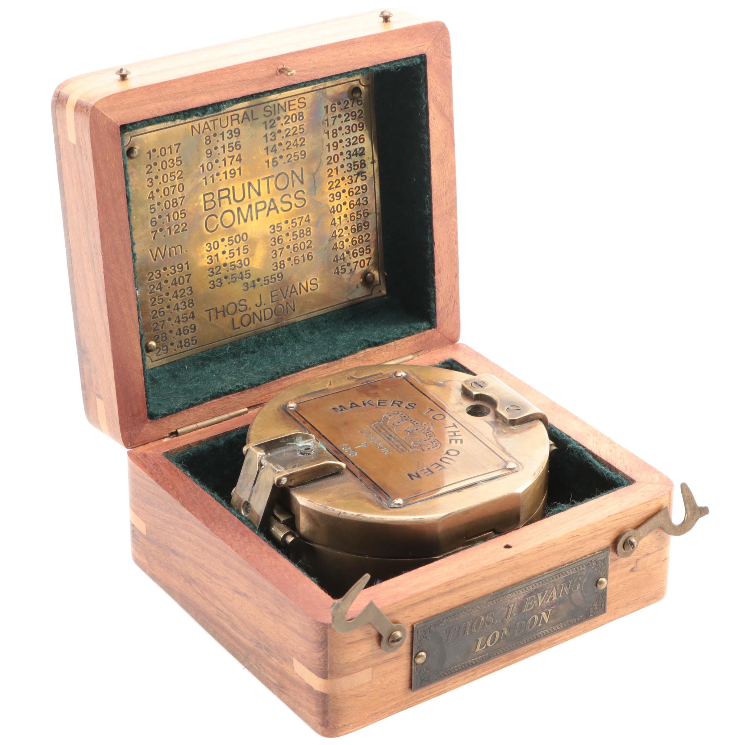 Thomas J. Evans London Brass Maritime Brunton Compass, Early 20th ...