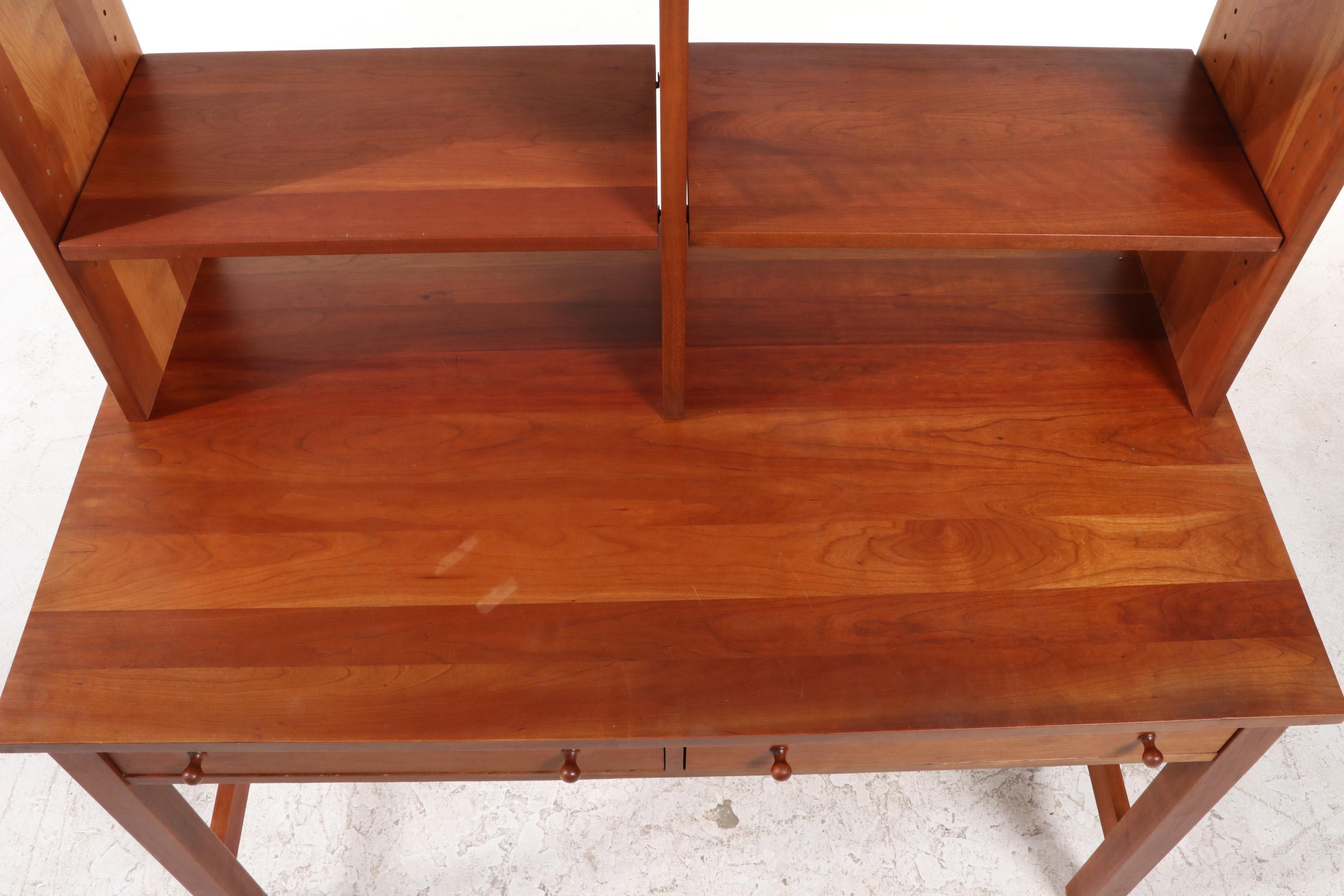 Stickley Cherry Desk with Upper Cabinet and Shelves | EBTH