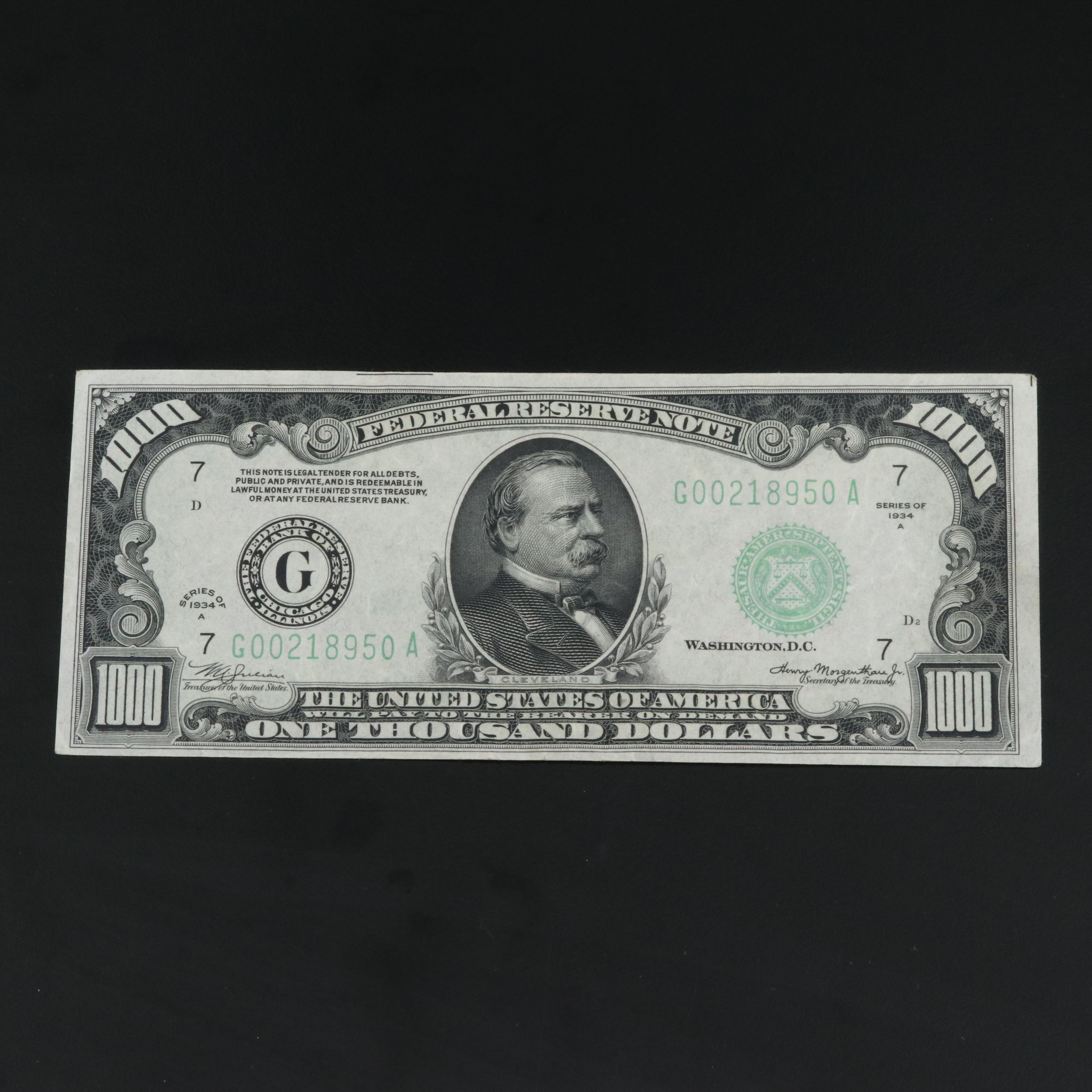 Series of 1934A $1000 Federal Reserve Note | EBTH
