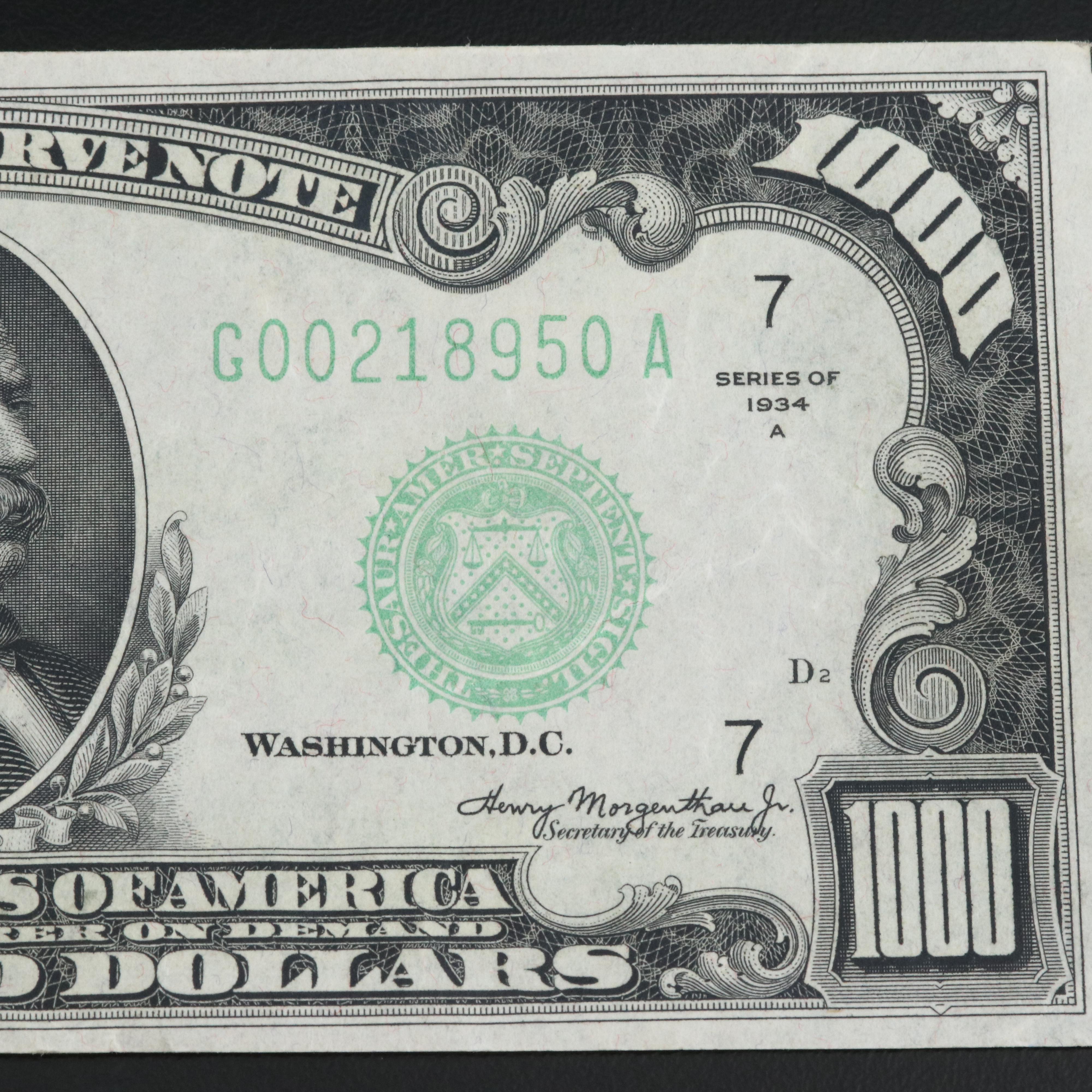 Series of 1934A $1000 Federal Reserve Note | EBTH