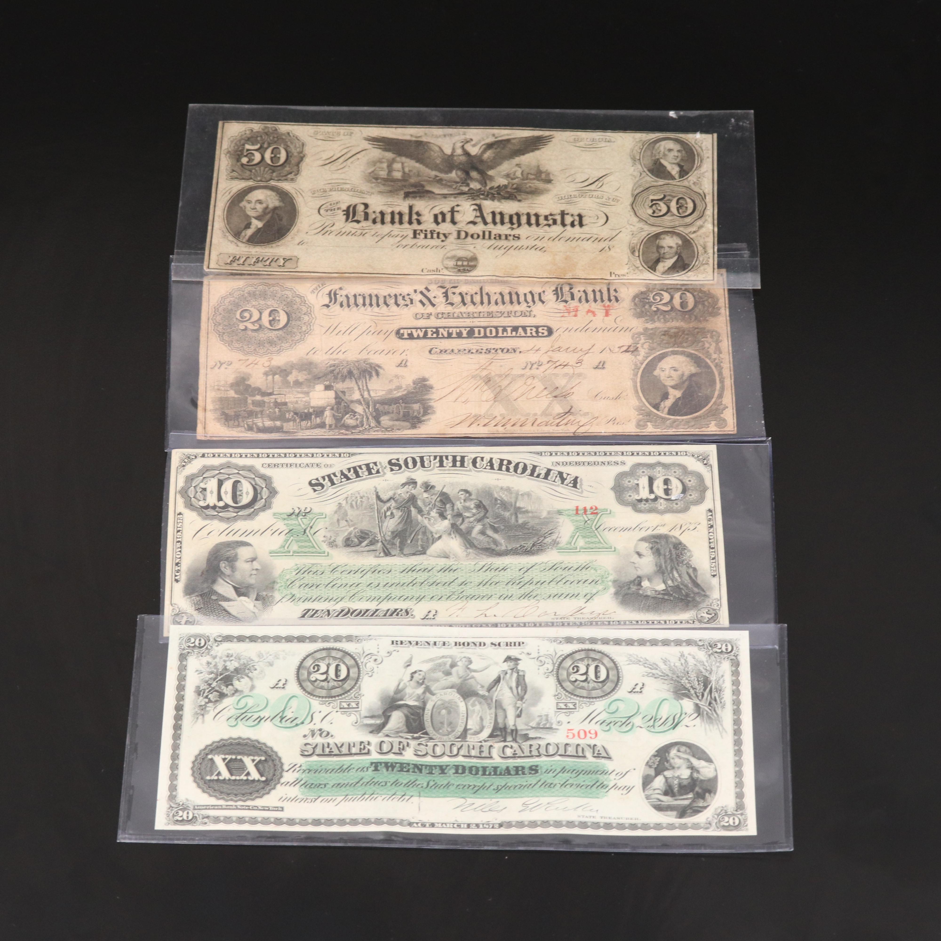 Four 19th Century Obsolete Currency Notes | EBTH
