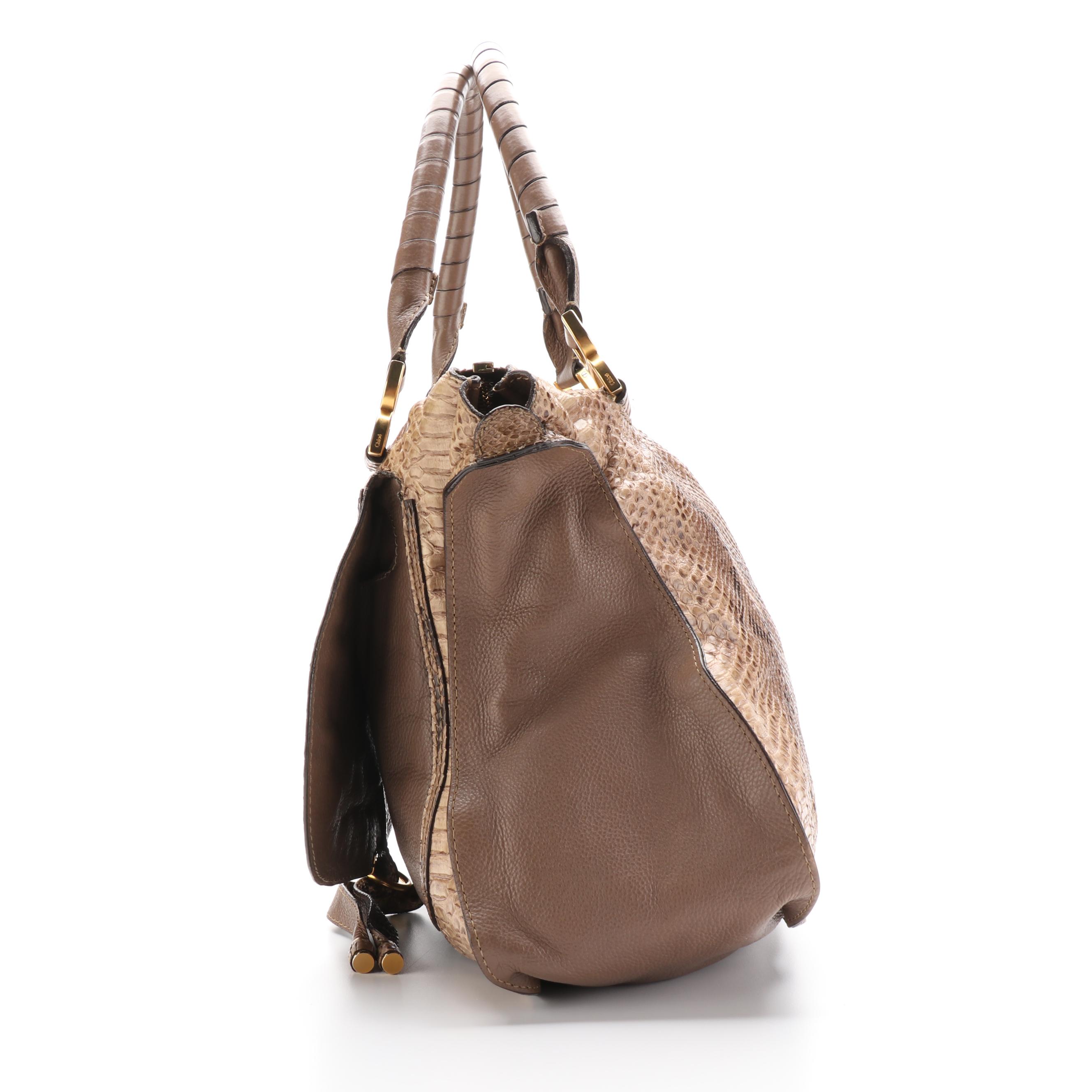 Chloe Marcie Python and Leather Shoulder Bag | EBTH