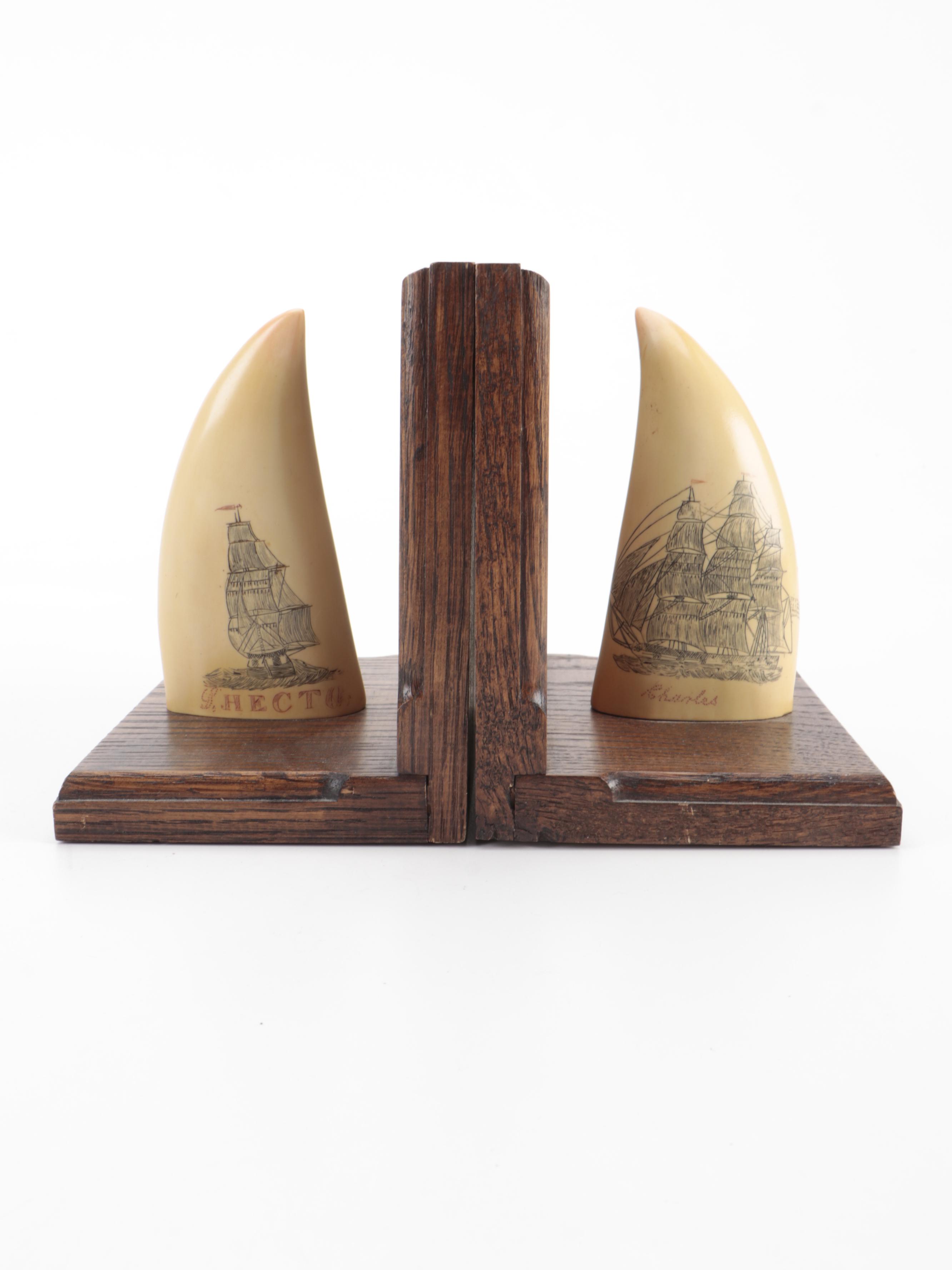 Reproduction Scrimshaw Bookends, Coasters and Framed Medallions | EBTH