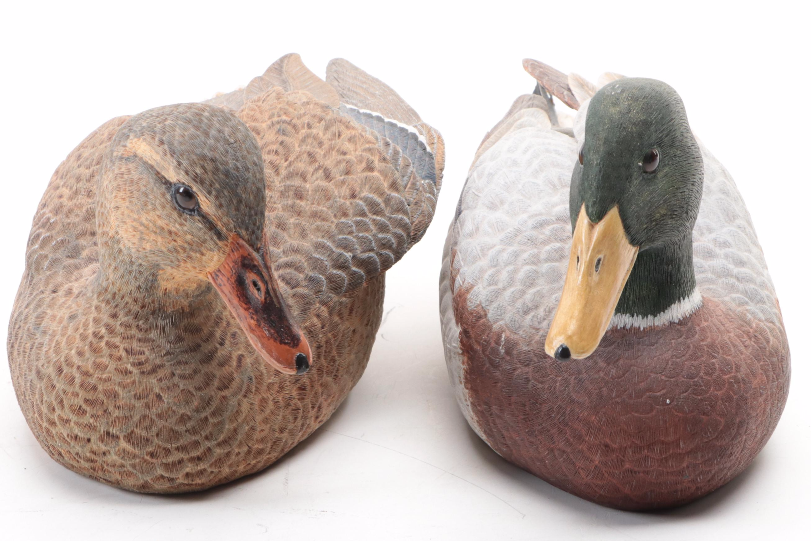 Bill Anthony Carved and Painted Mallard Decorative Duck Decoys, 1987 | EBTH