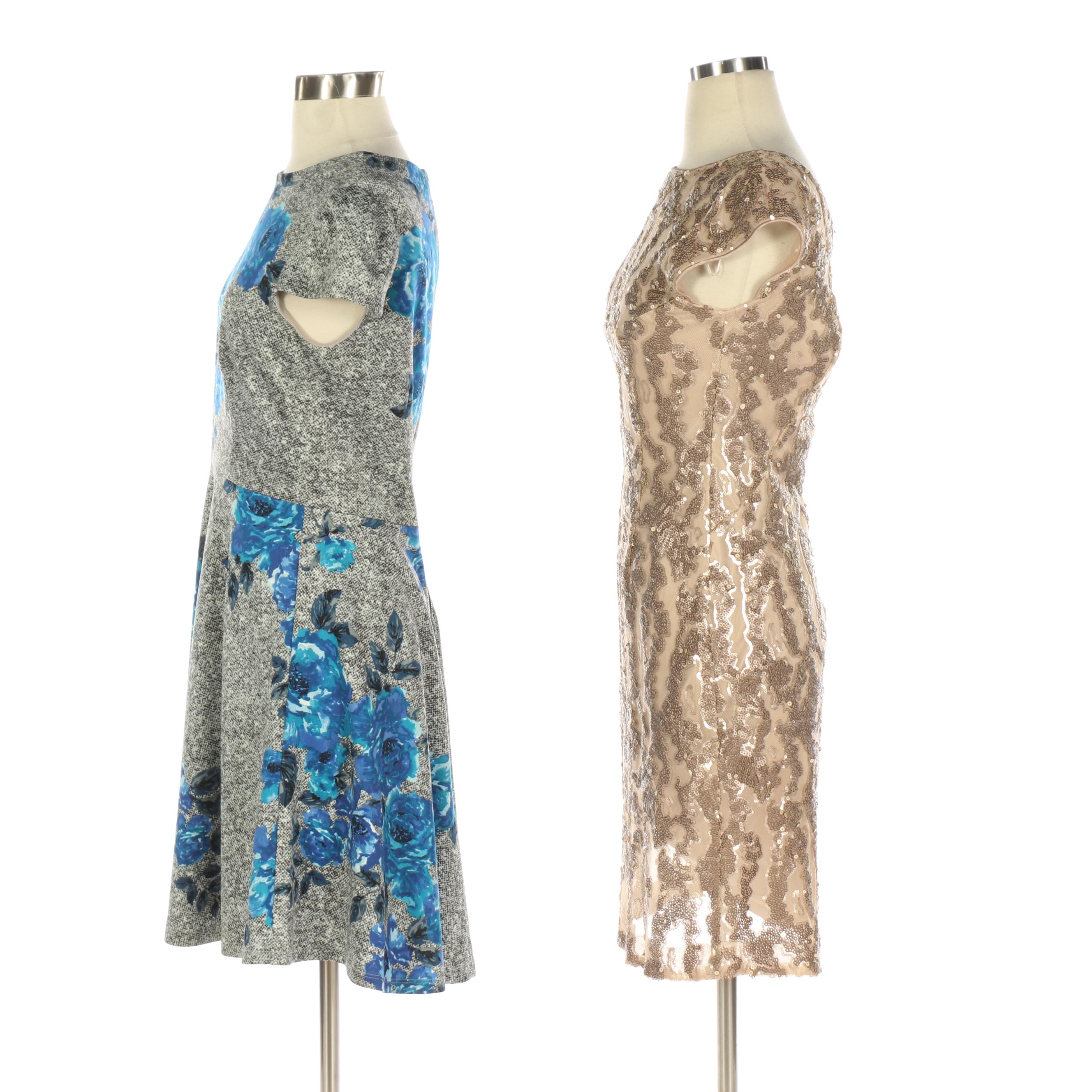 Sue Wong Nocturne Sequin Sheath with Betsey Johnson Fit and Flare Dress ...