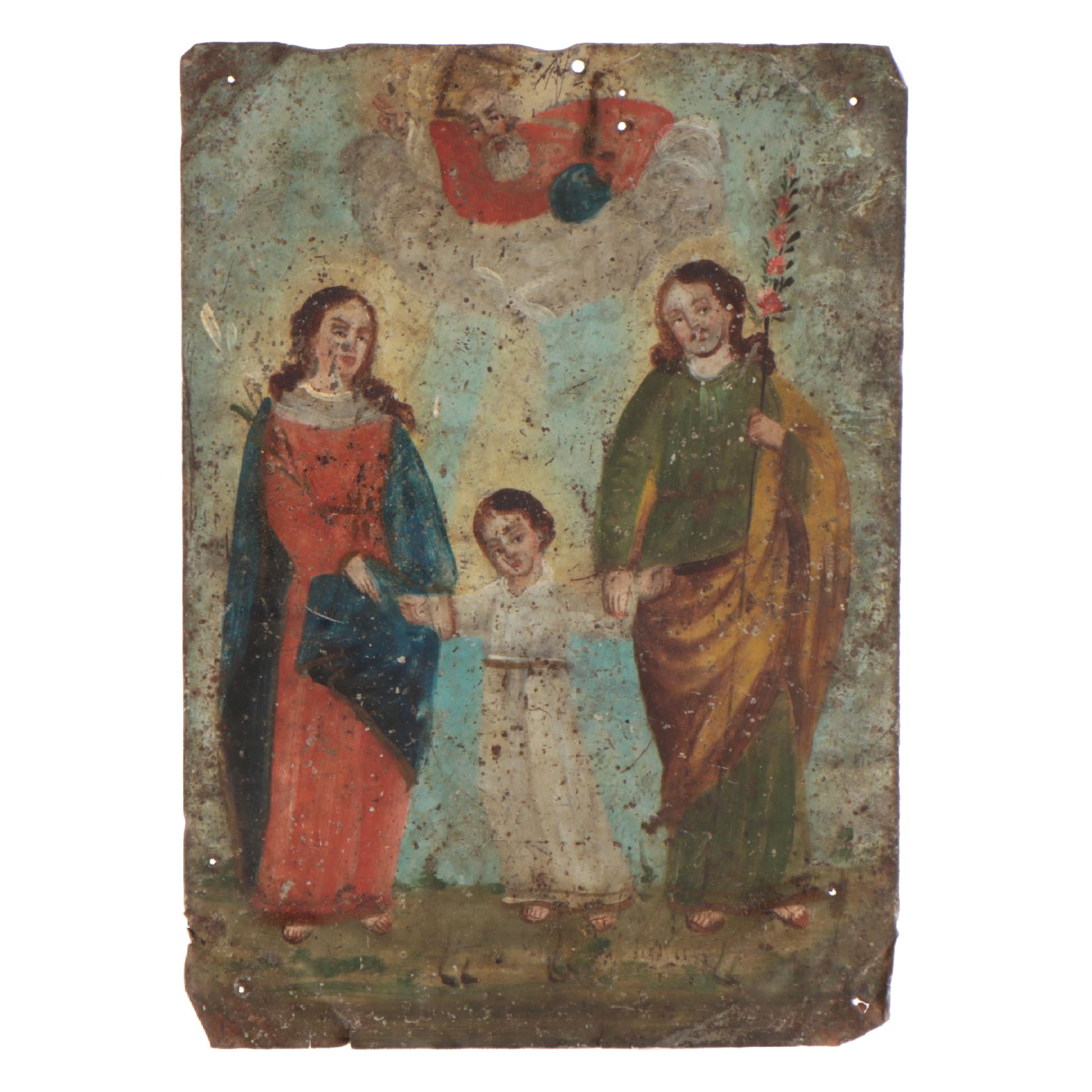 Mexican Retablo Painting of the Holy Family | EBTH