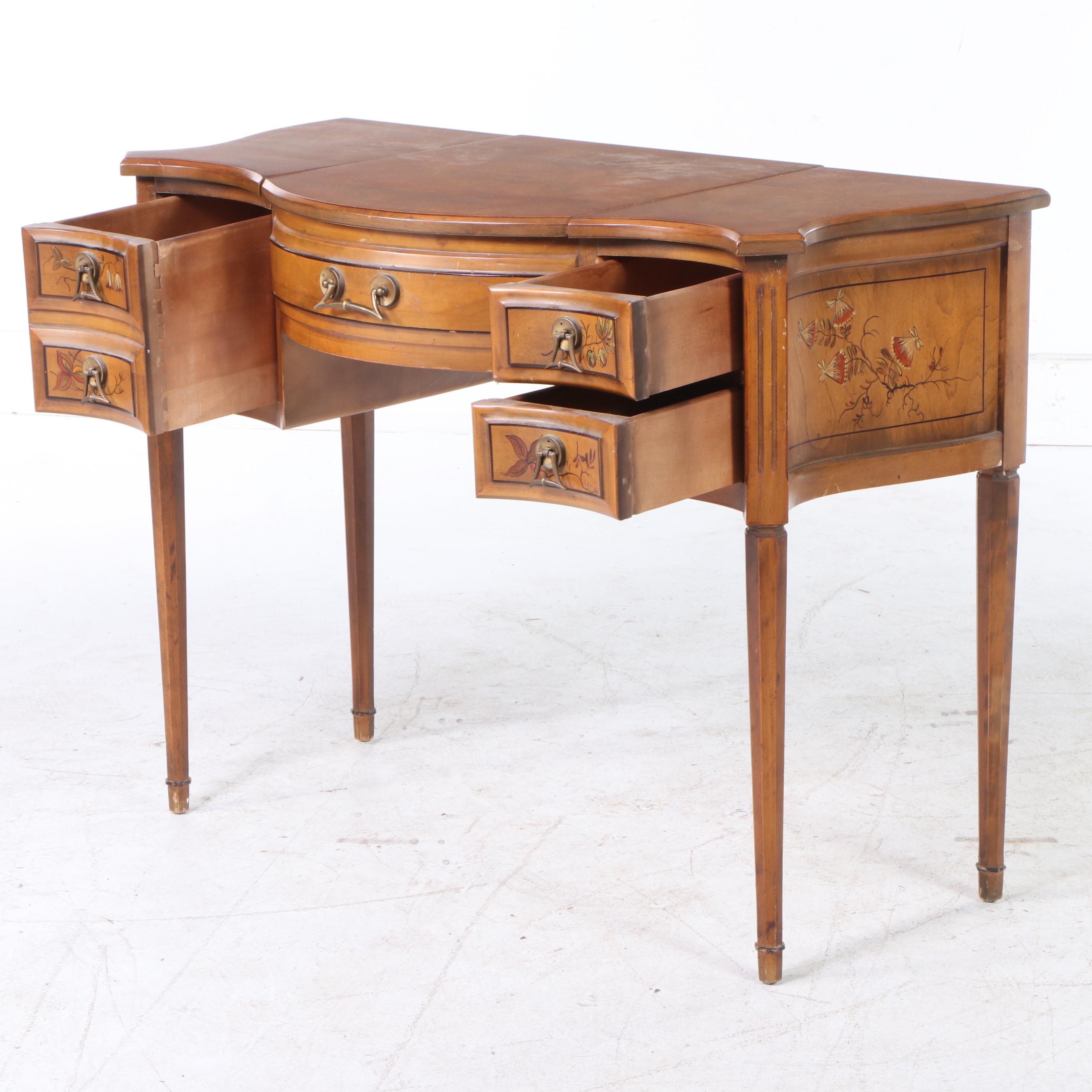 Neoclassical Style Paint-Decorated Maple Vanity Table, Mid-20th Century ...