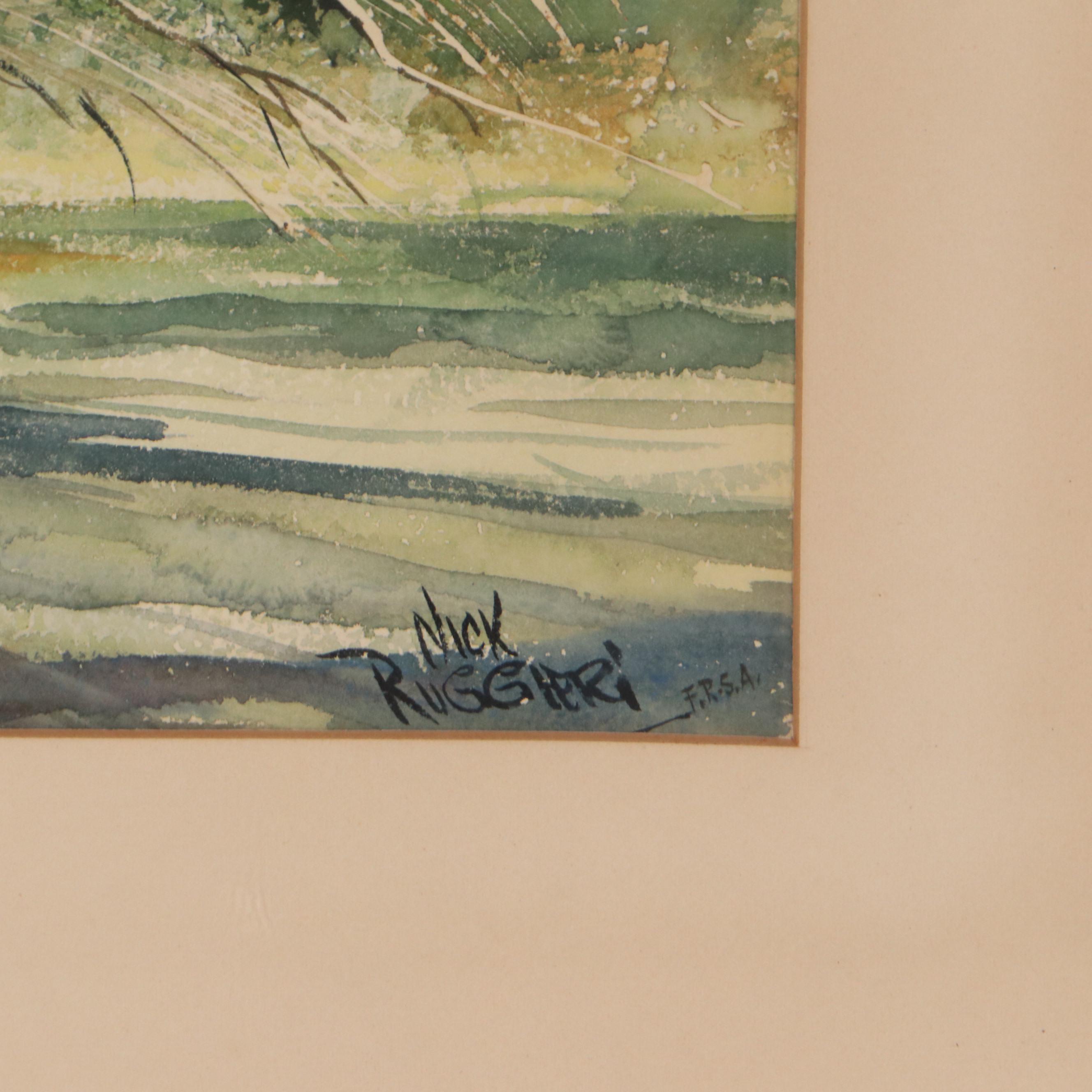 Nick Ruggieri Park Landscape Watercolor Painting | EBTH