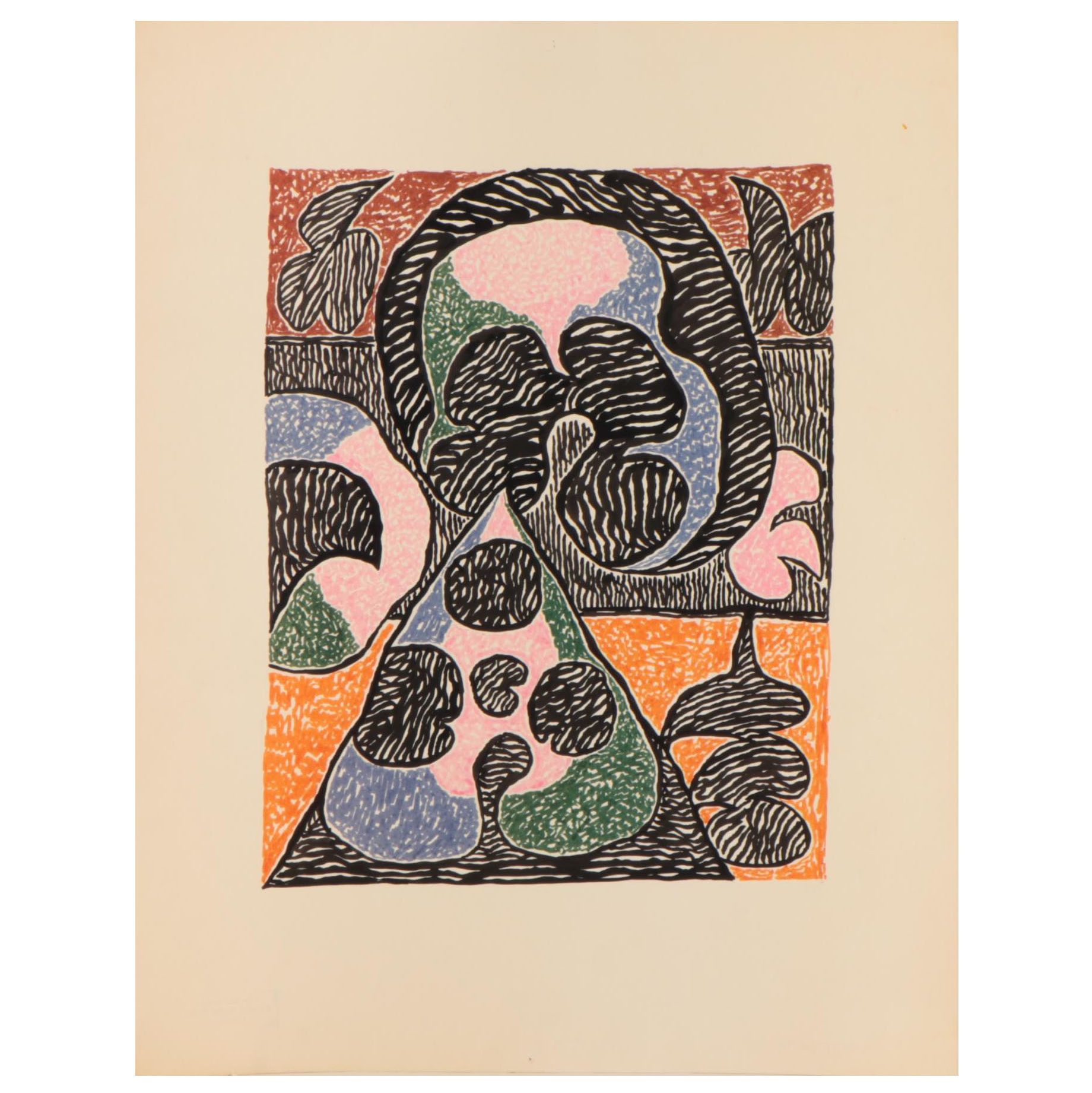 Achi Sullo Abstract Ink Drawing | EBTH