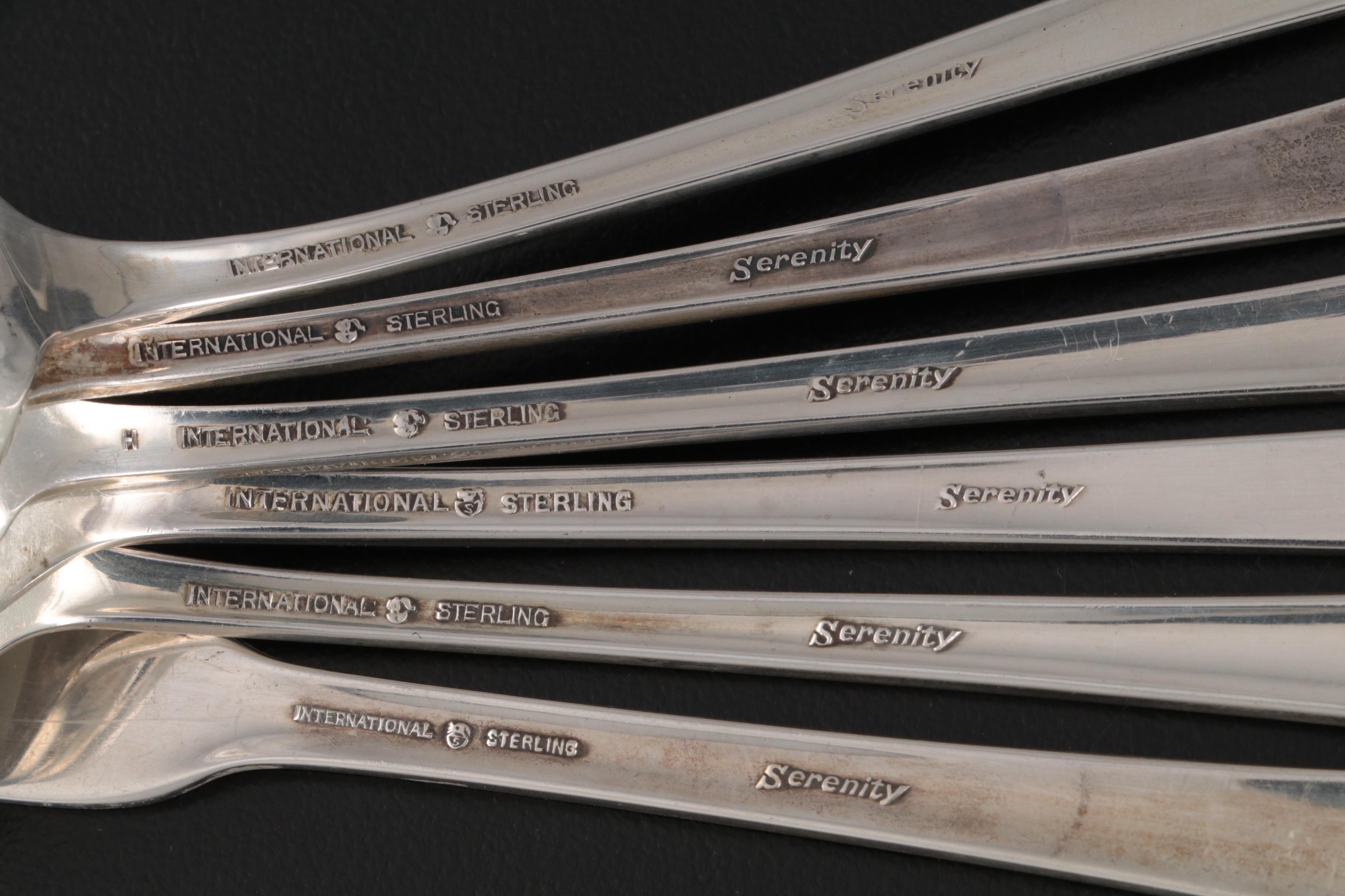 International Silver "Serenity" Sterling Silver Flatware and Serving ...