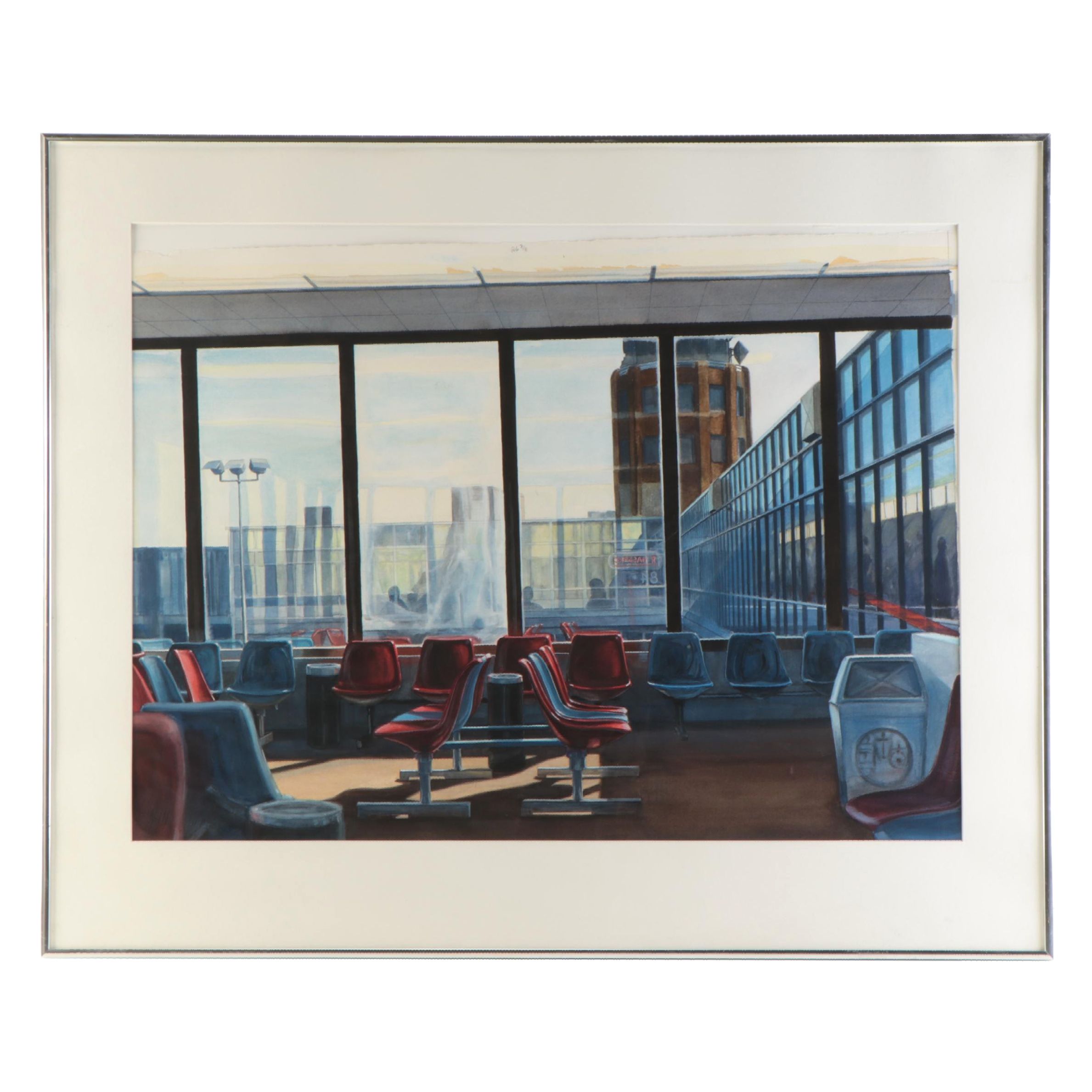 Ray Hassard Watercolor Painting "Departure Lounge," 1984 | EBTH
