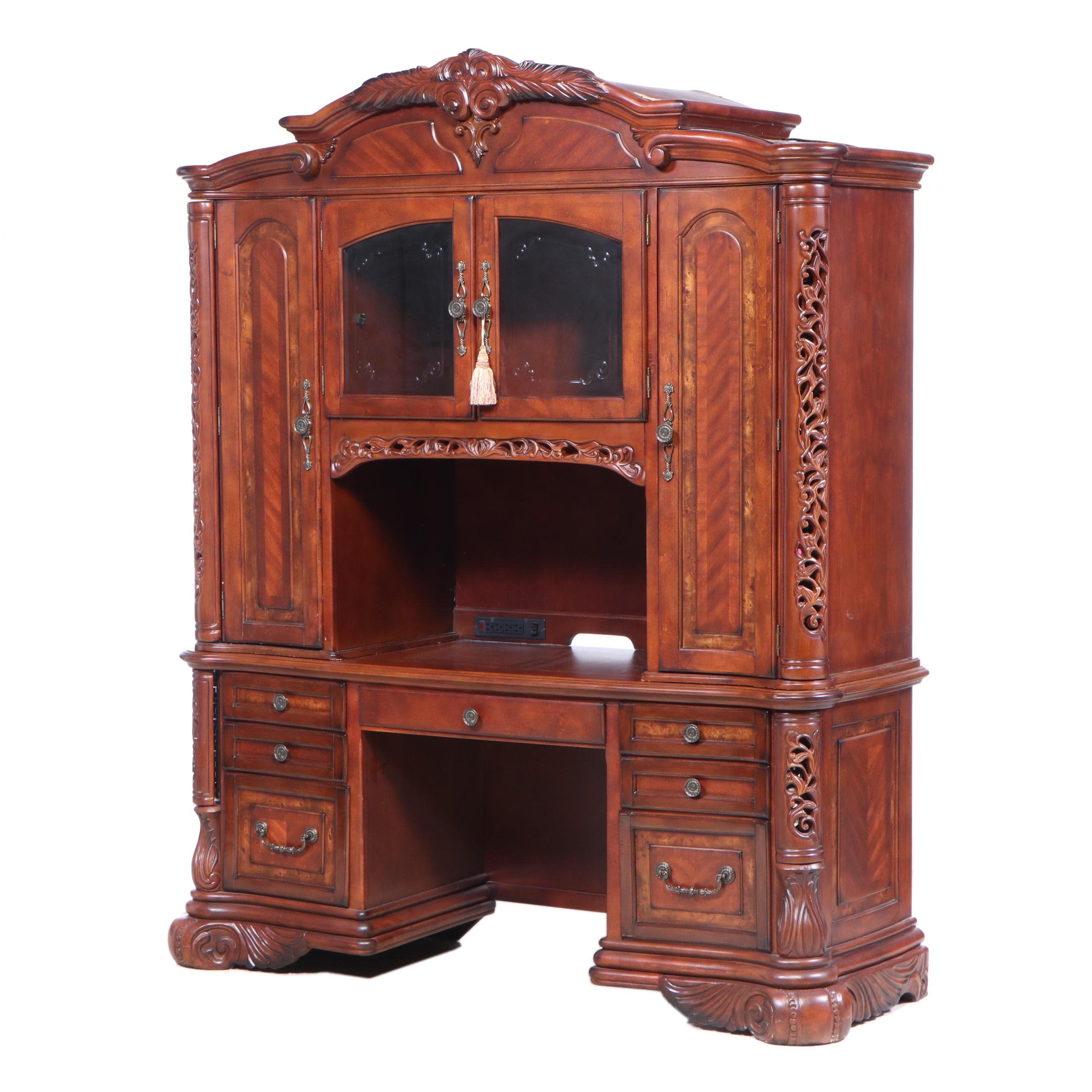 Aico Michael Amini Baroque Style Desk with Upper Cabinet | EBTH