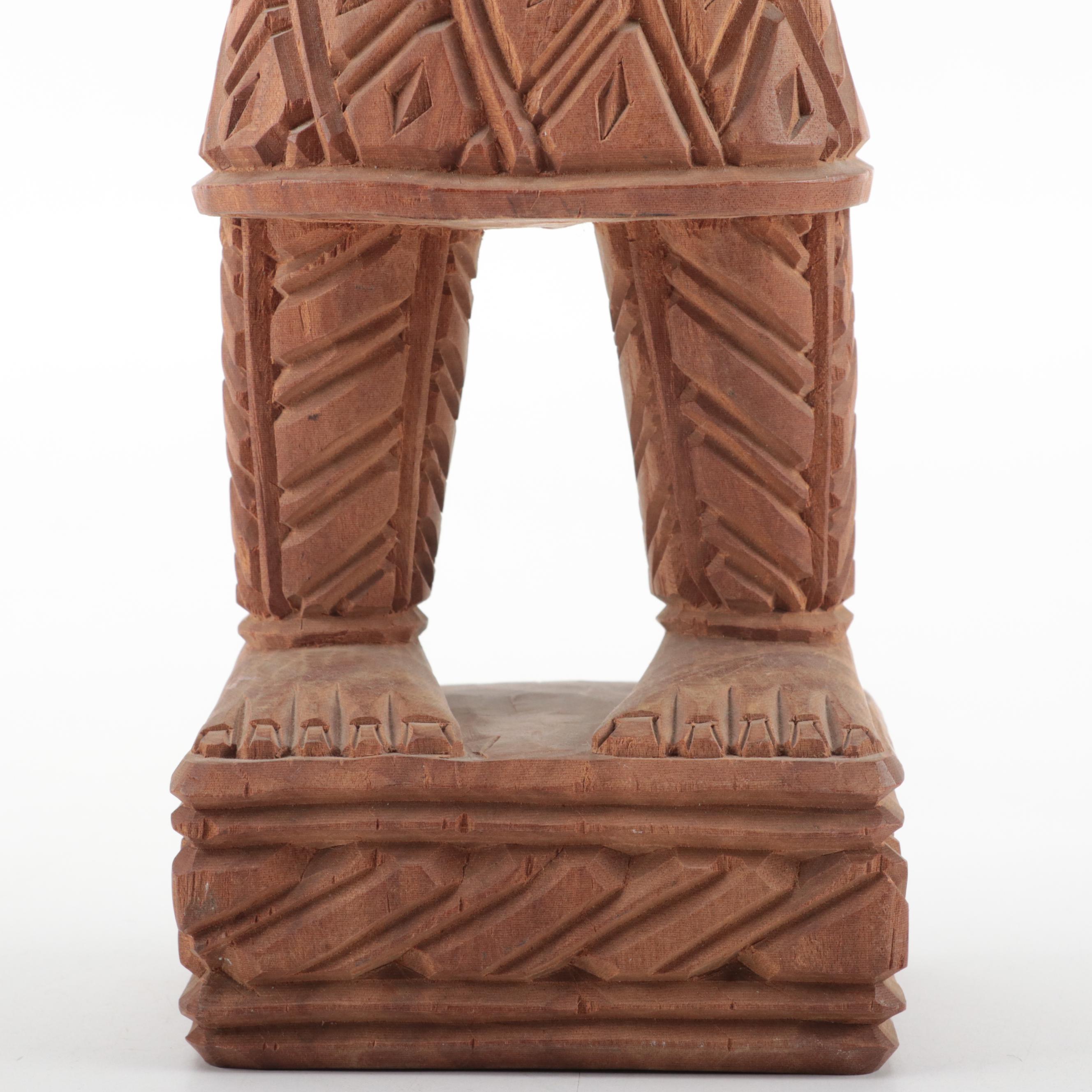 Akin Fakeye Nigerian Carved Wood Sculpture | EBTH