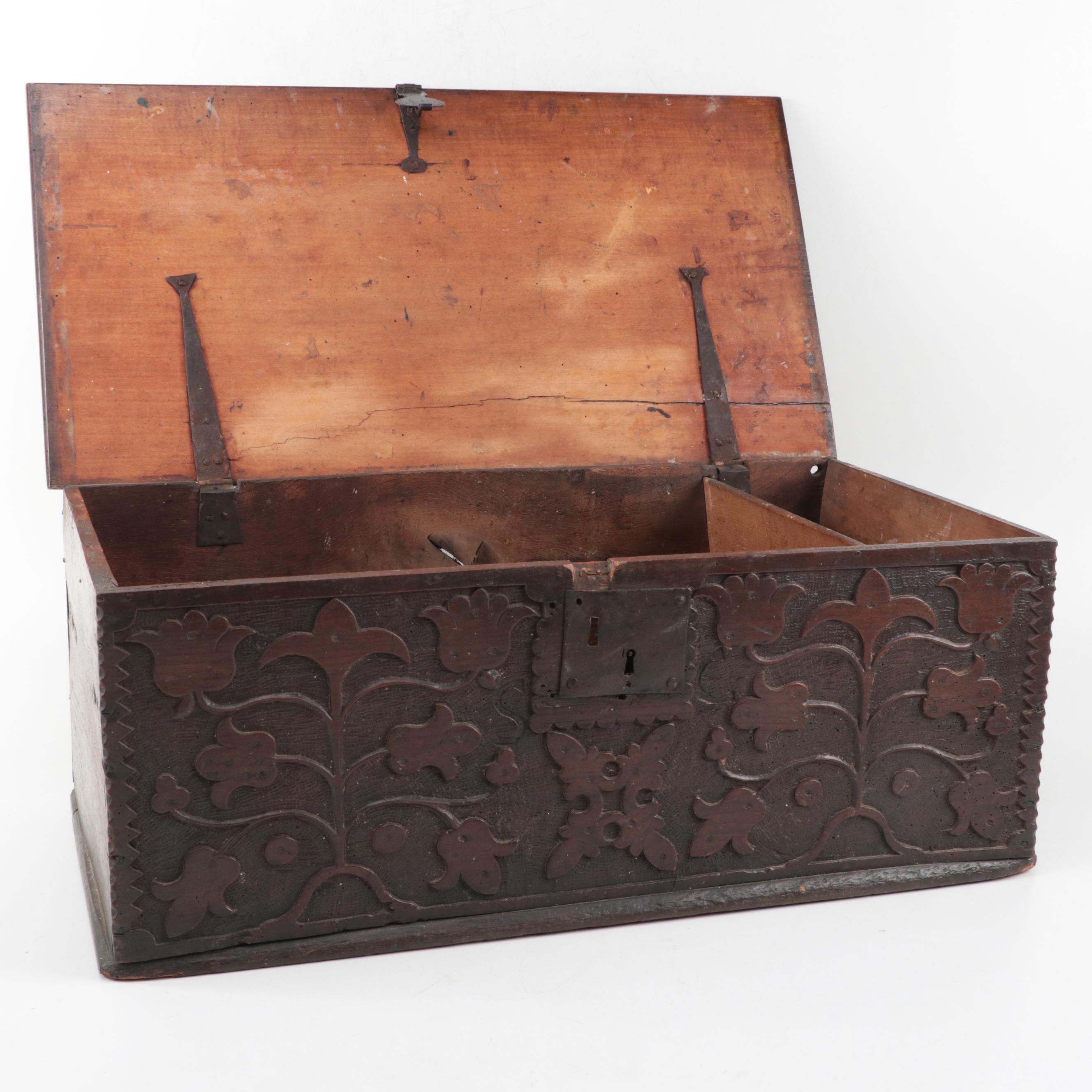 Charles II Carved Oak Chest, 17th Century | EBTH