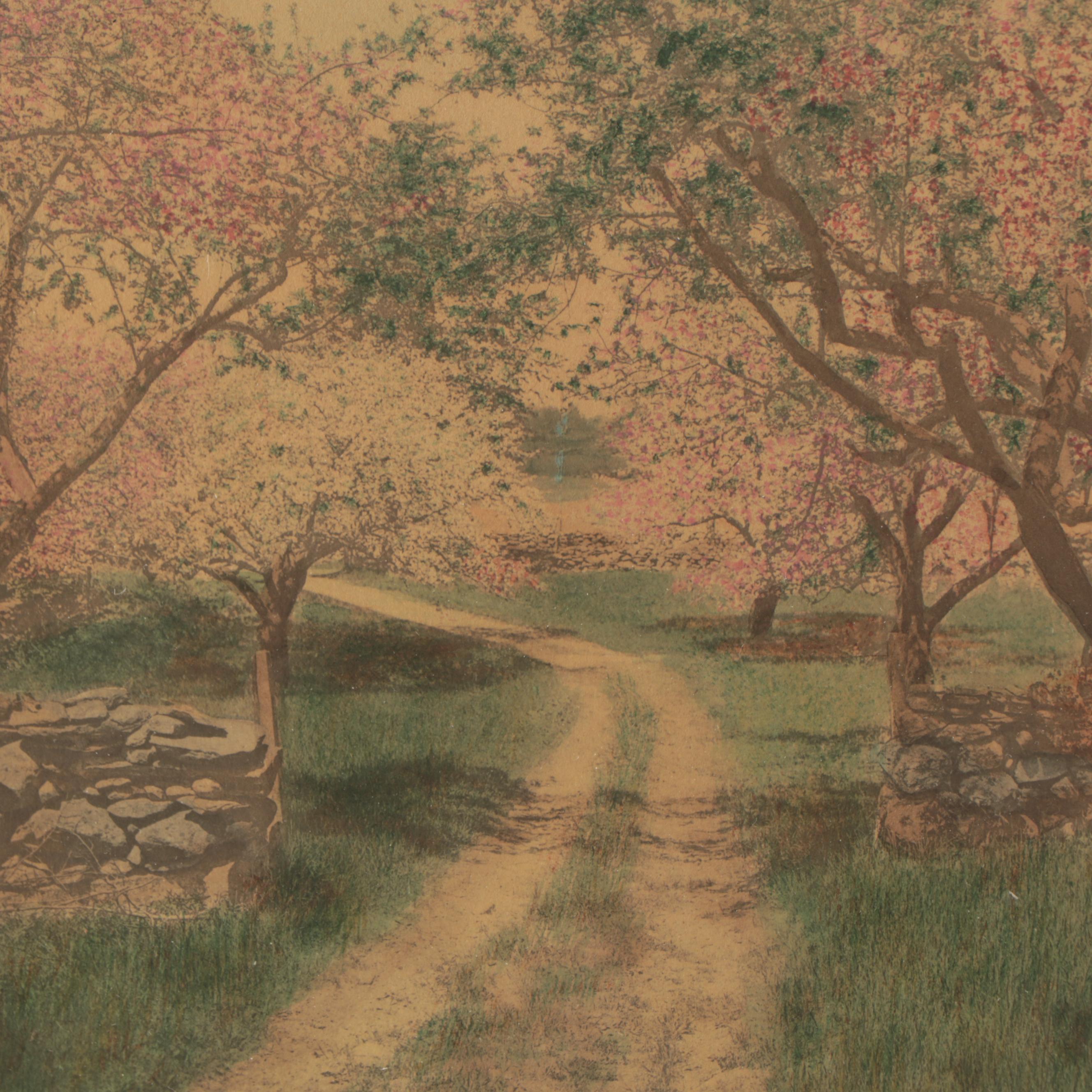 Wallace Nutting Hand-Colored Photograph "The Way Through the Orchard ...