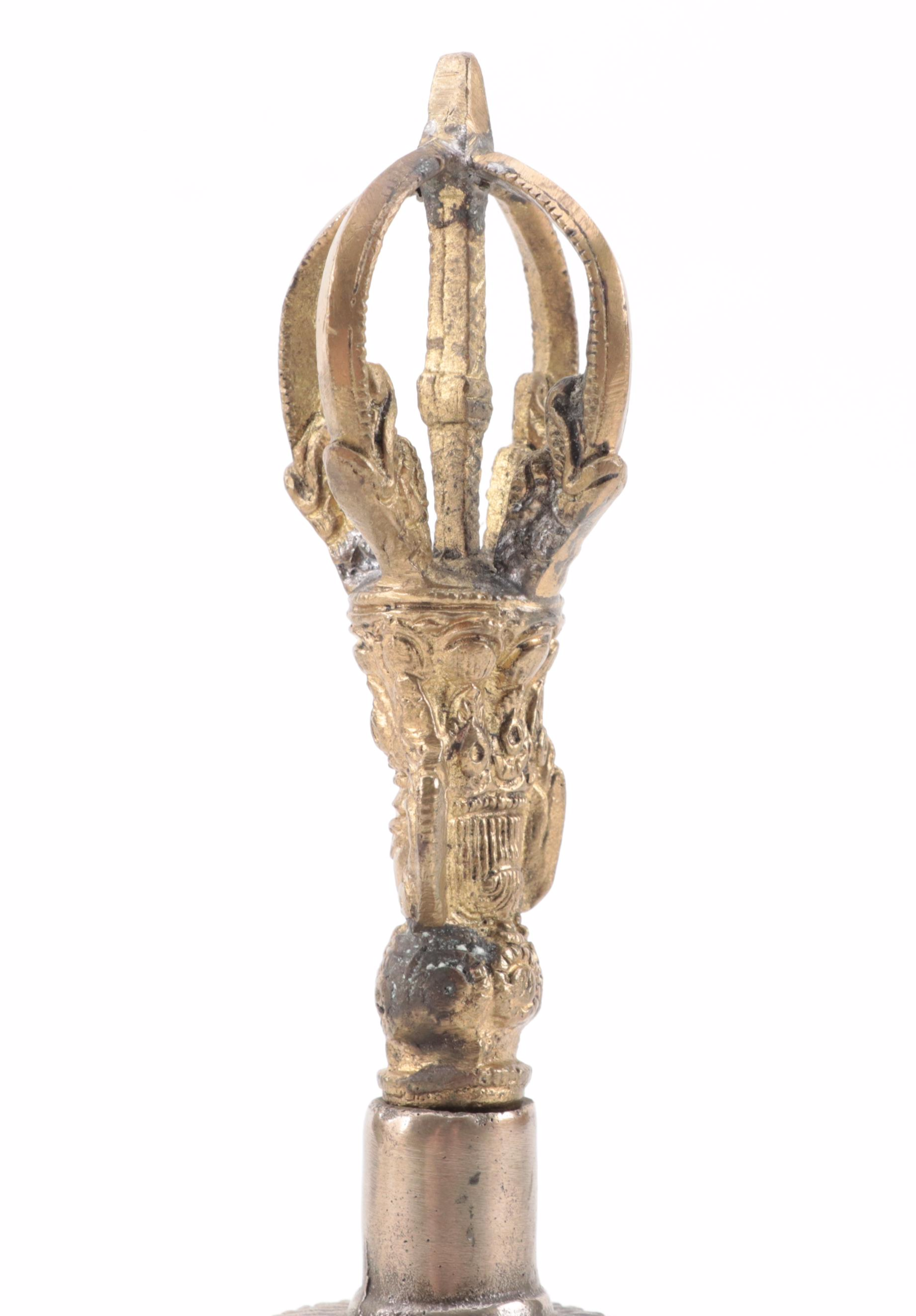 Tibetan Brass Hand Bell with Southeast Asian Figures | EBTH