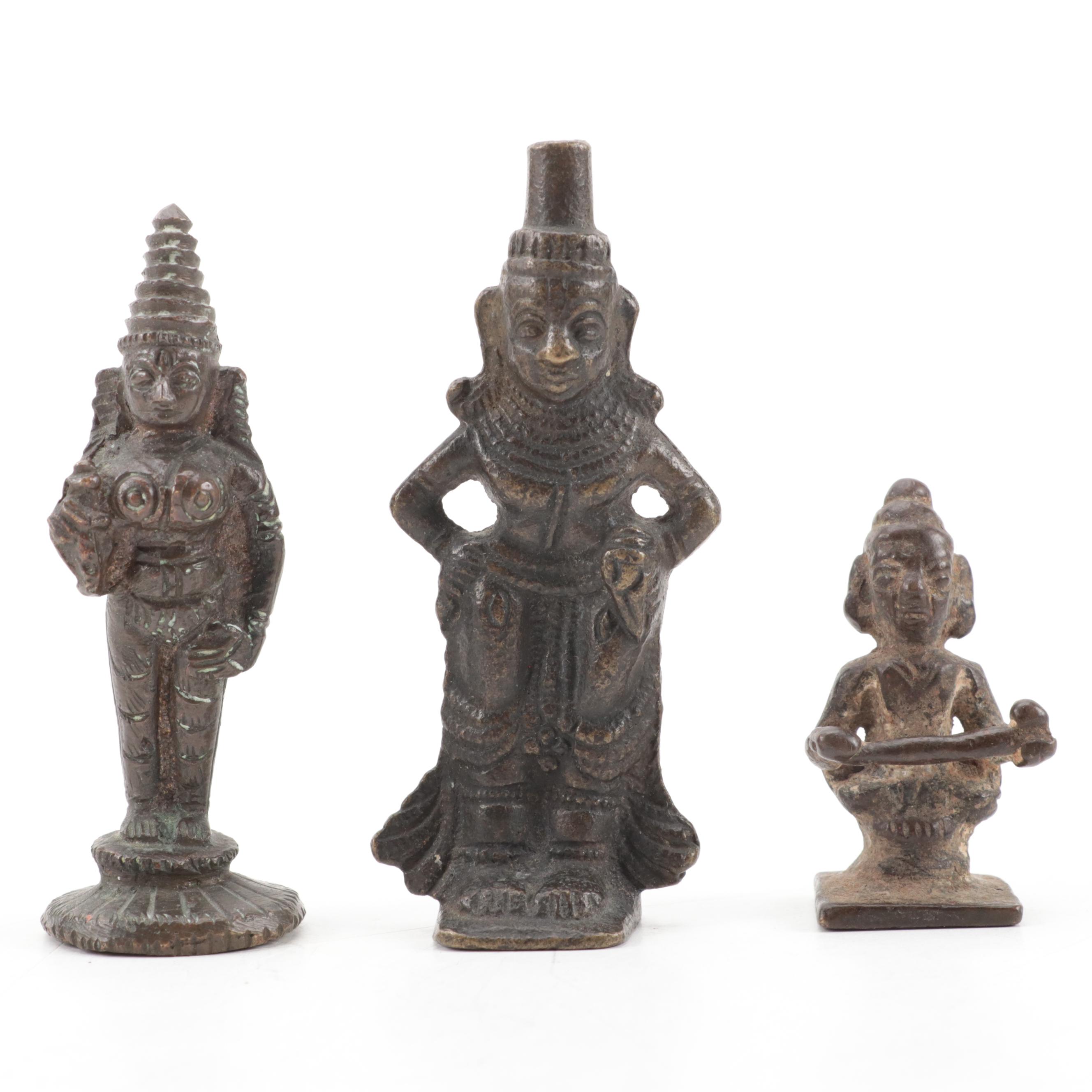 Tibetan Brass Hand Bell with Southeast Asian Figures | EBTH