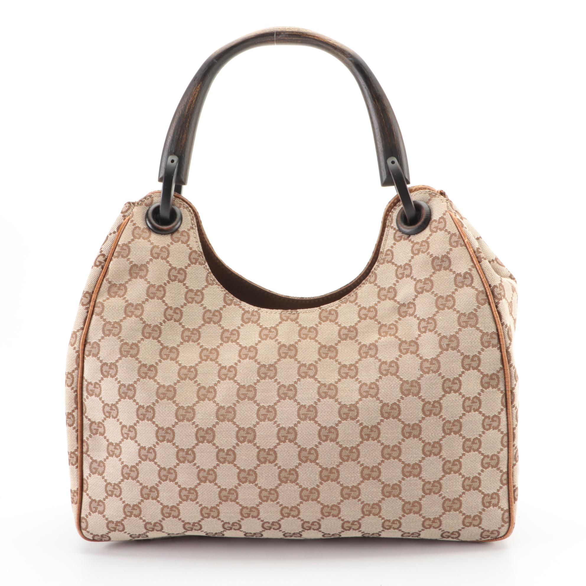 Gucci Wooden Handle Shoulder Bag in GG Canvas | EBTH