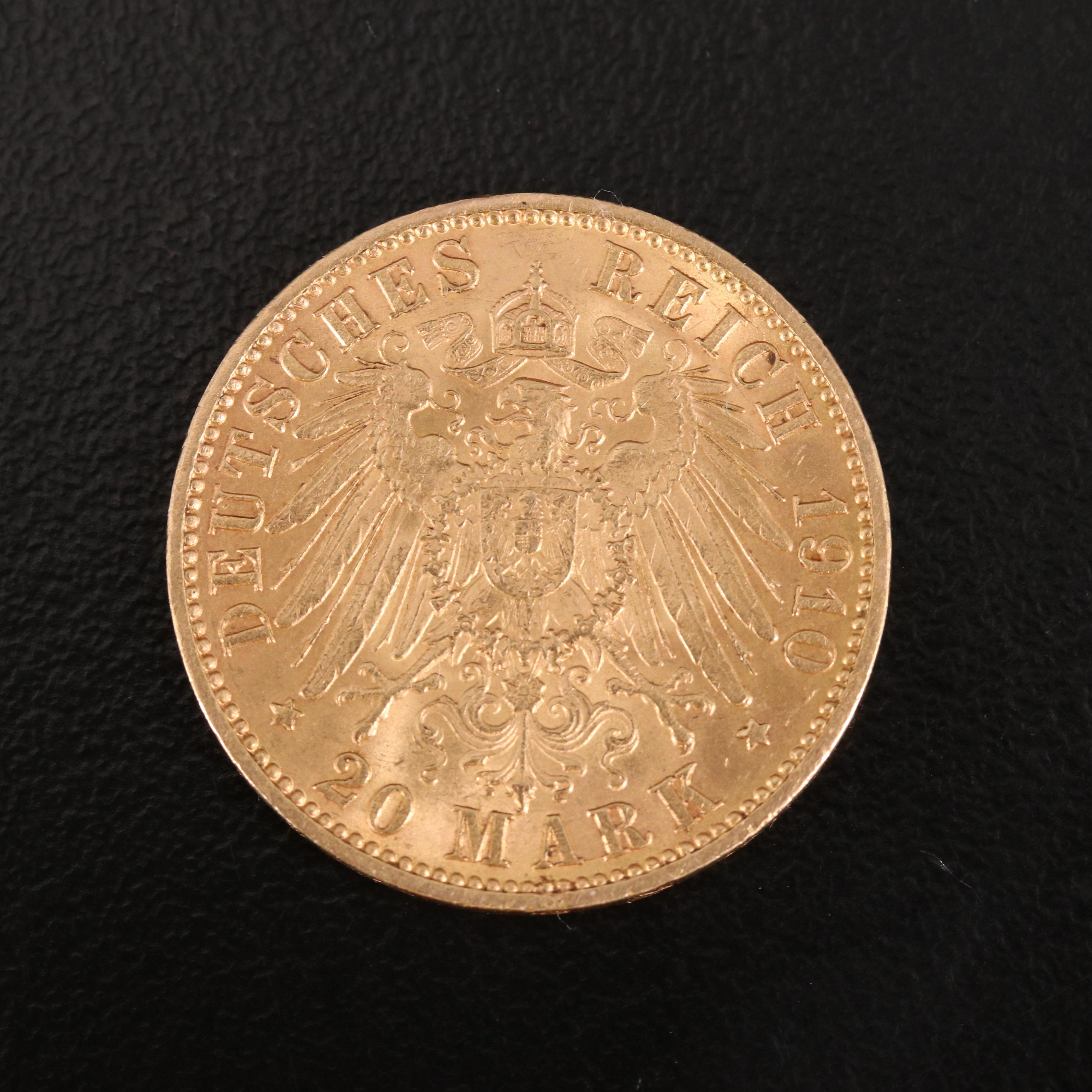 1910J Prussia (German States) Twenty Marks Gold Coin | EBTH