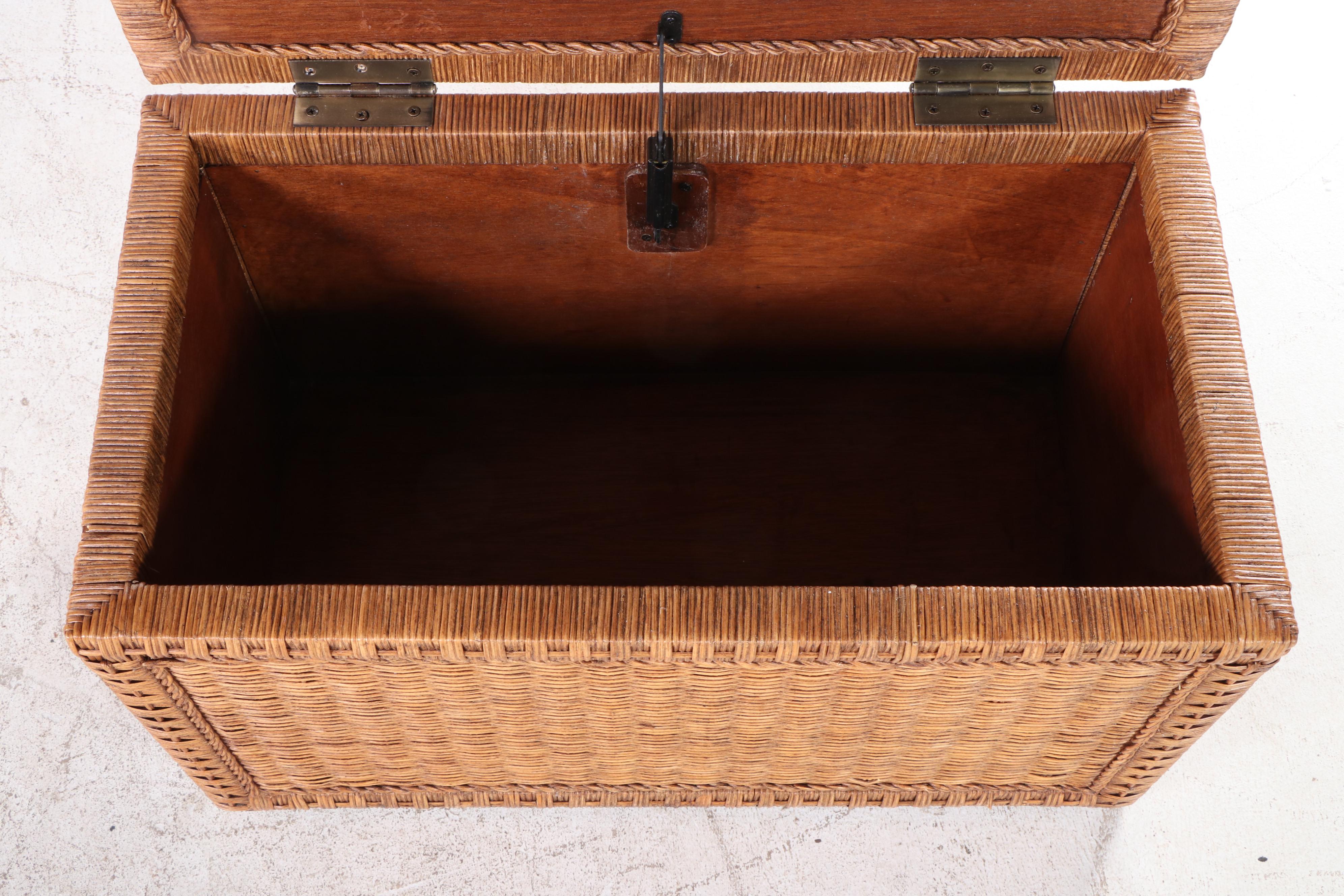 Pair of Chinese Style Wicker Trunks | EBTH