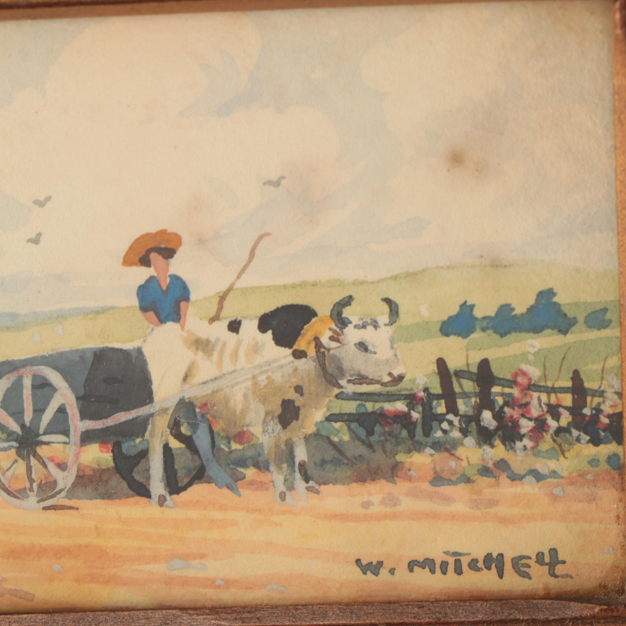 Willard Morse Mitchell Watercolor Paintings Including "A Fast? Express ...