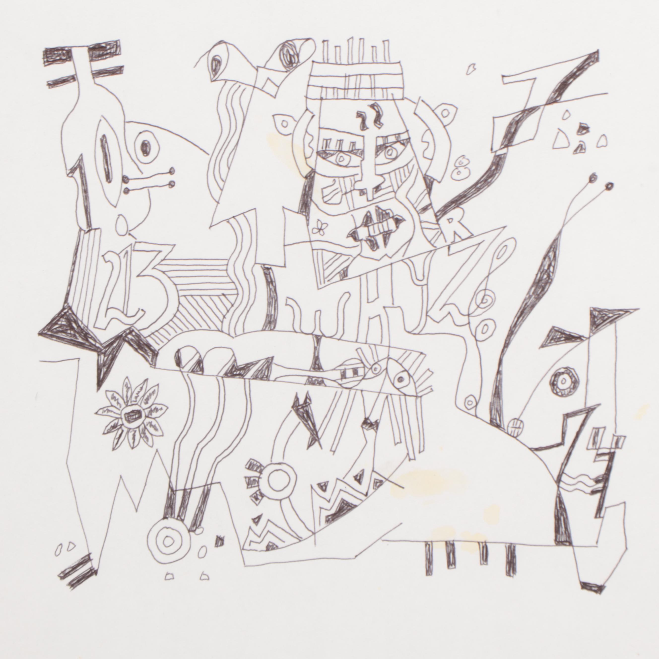 Phyllis Trager Hyman Abstract Ink Drawing, 2009 | EBTH