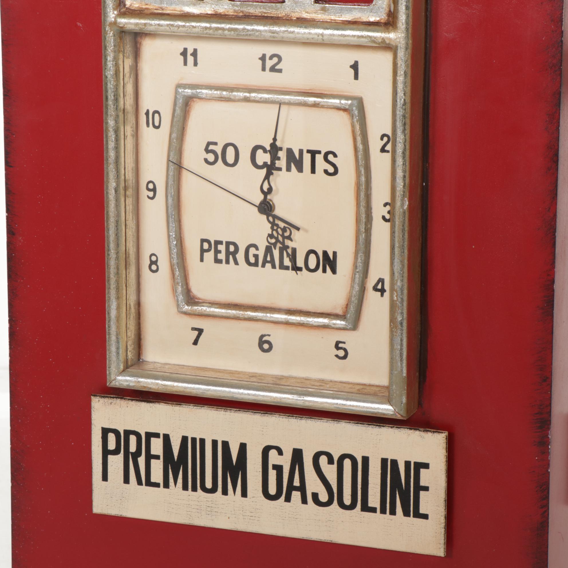 Light-Up Gas Pump Wood Clock Cabinet | EBTH