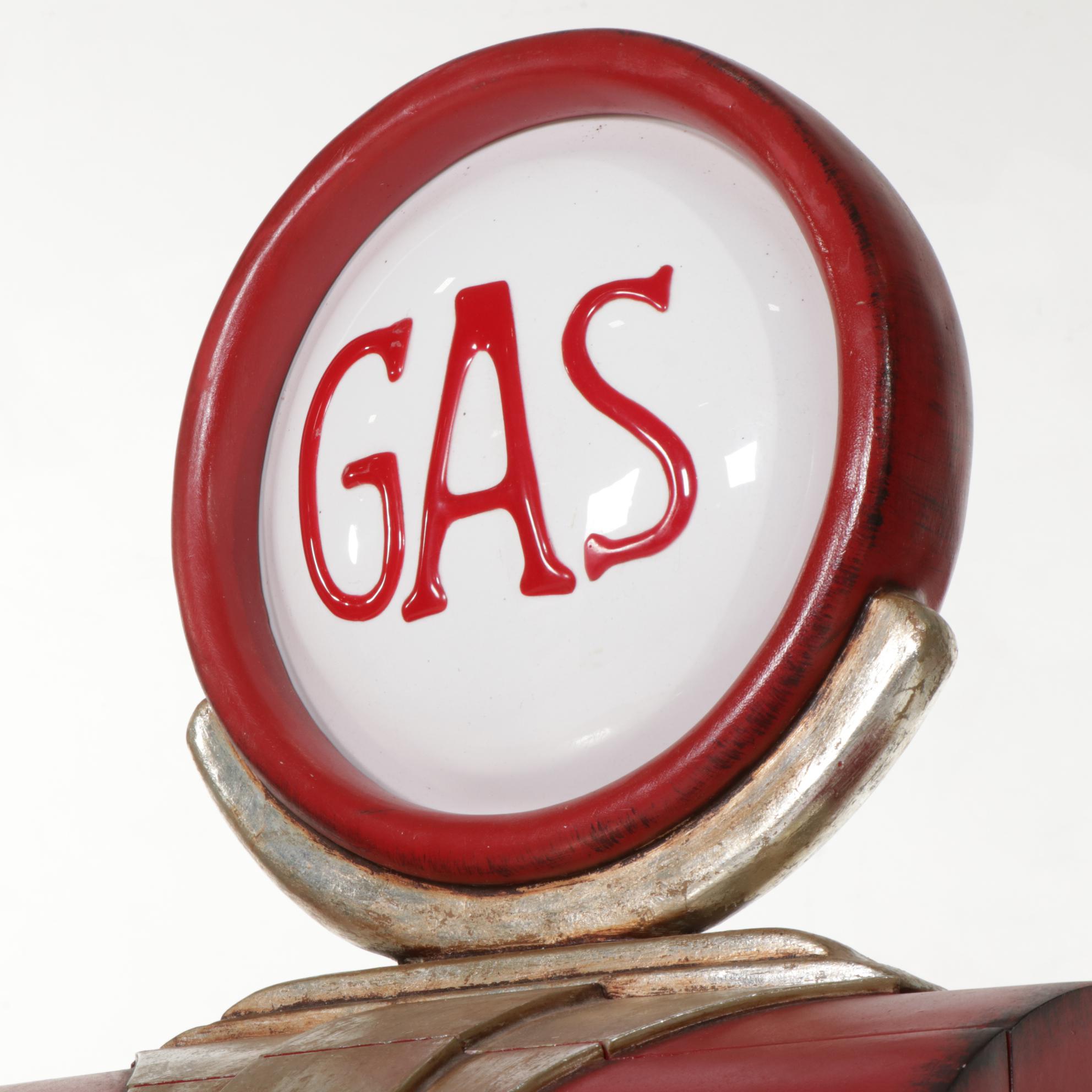 Light-Up Gas Pump Wood Clock Cabinet | EBTH