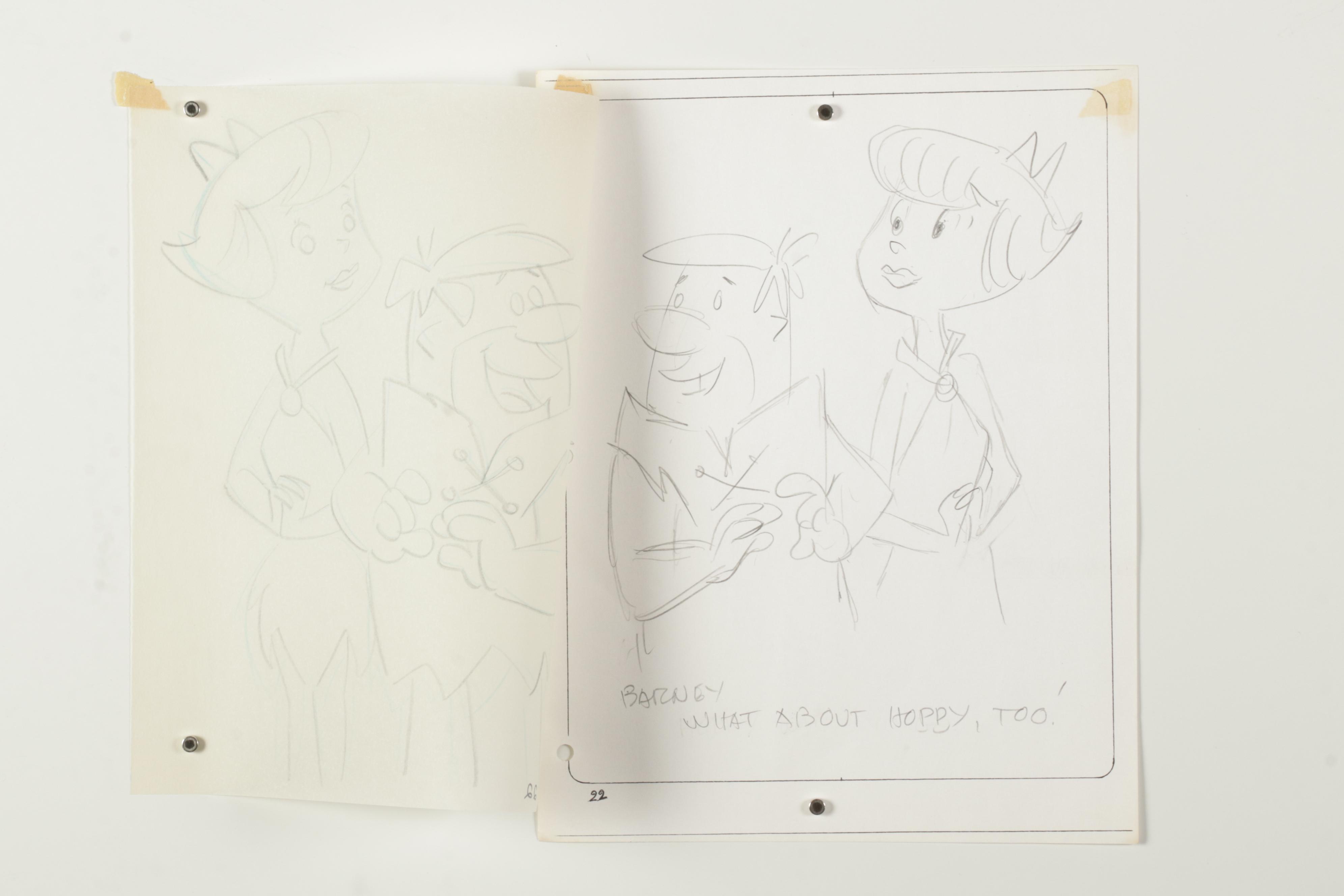 Hanna-Barbera "The Flintstones" Animation Production Drawings, Circa ...