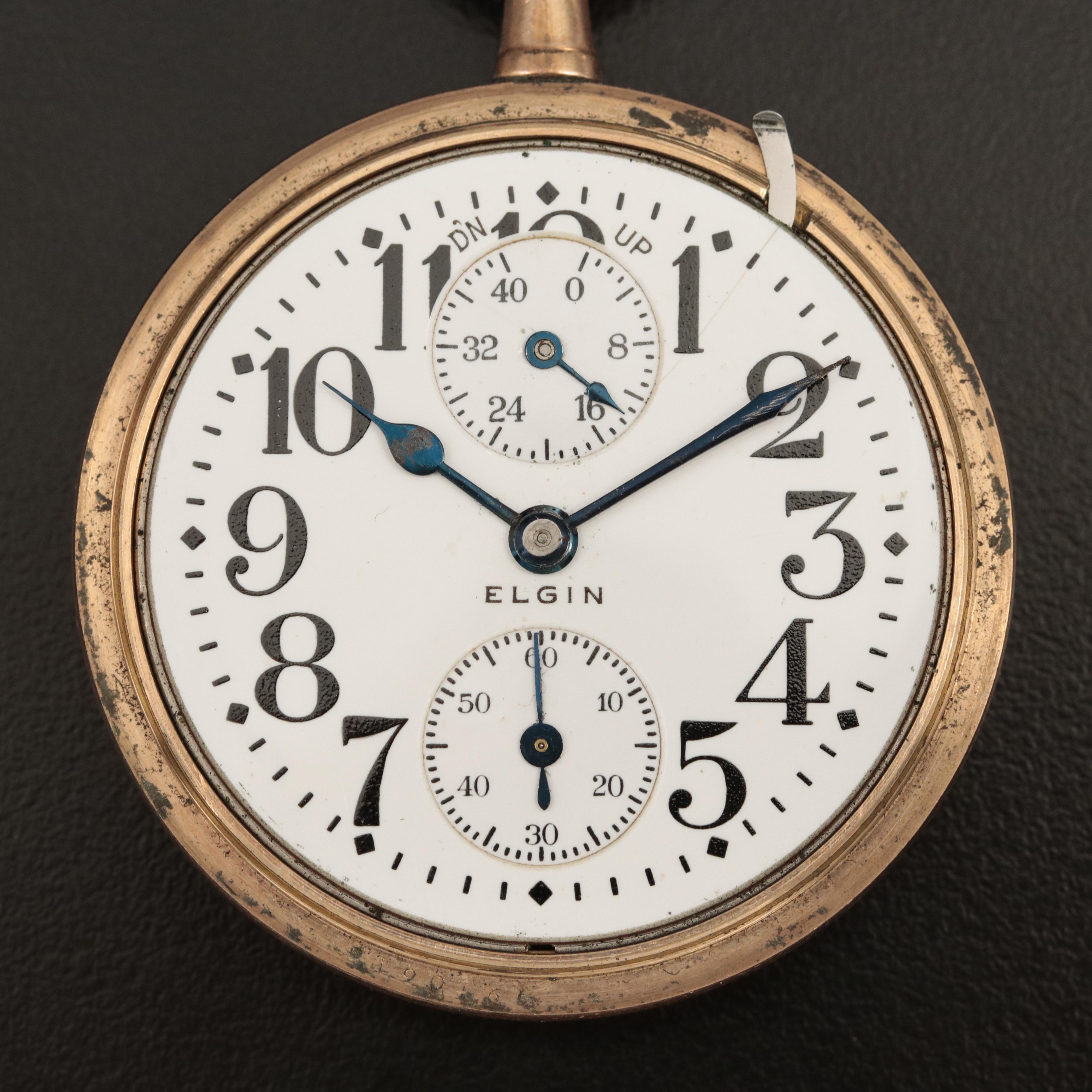 1911 Elgin Father Time Up-Down Wind Indicator Pocket Watch | EBTH