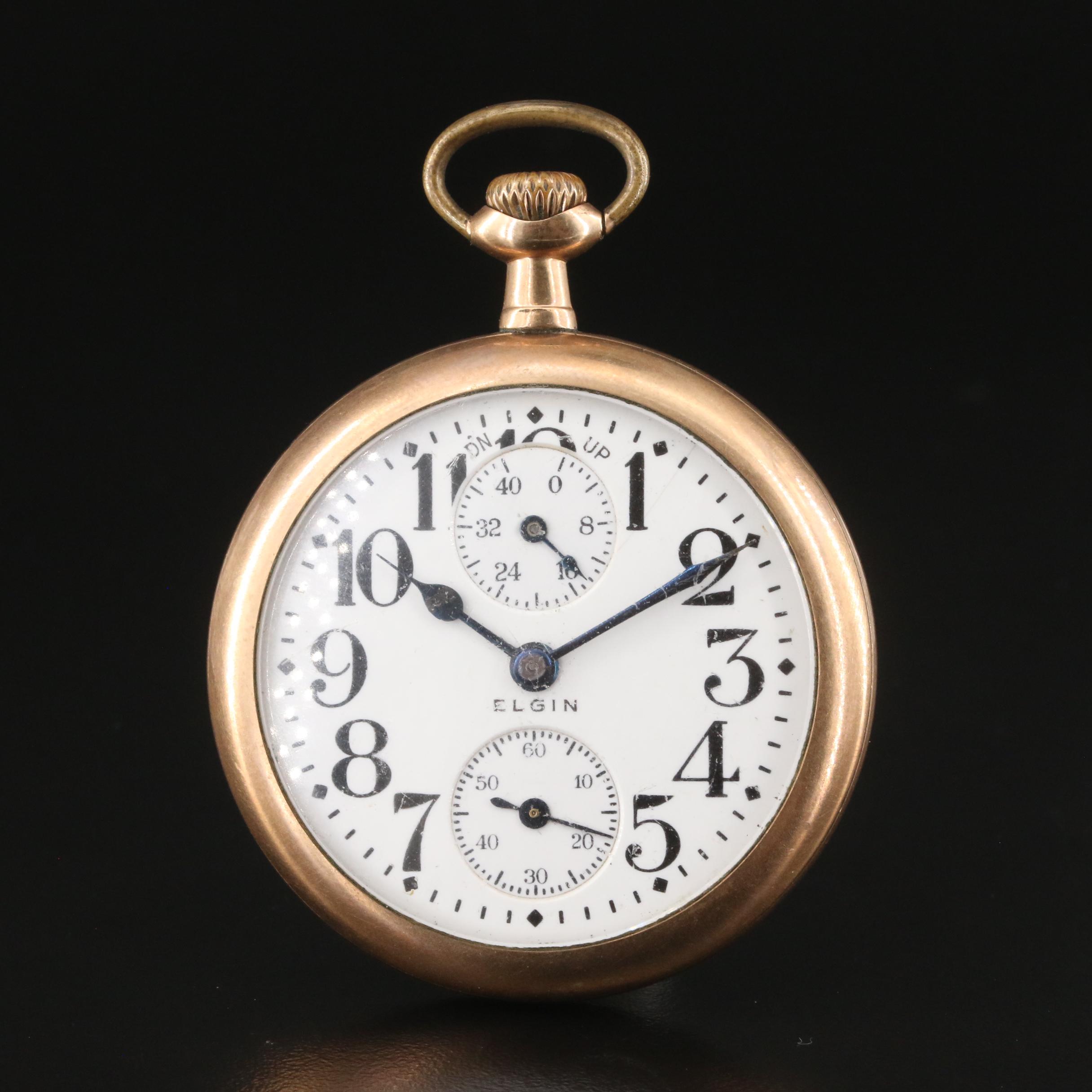 1911 Elgin Father Time Up-Down Wind Indicator Pocket Watch | EBTH