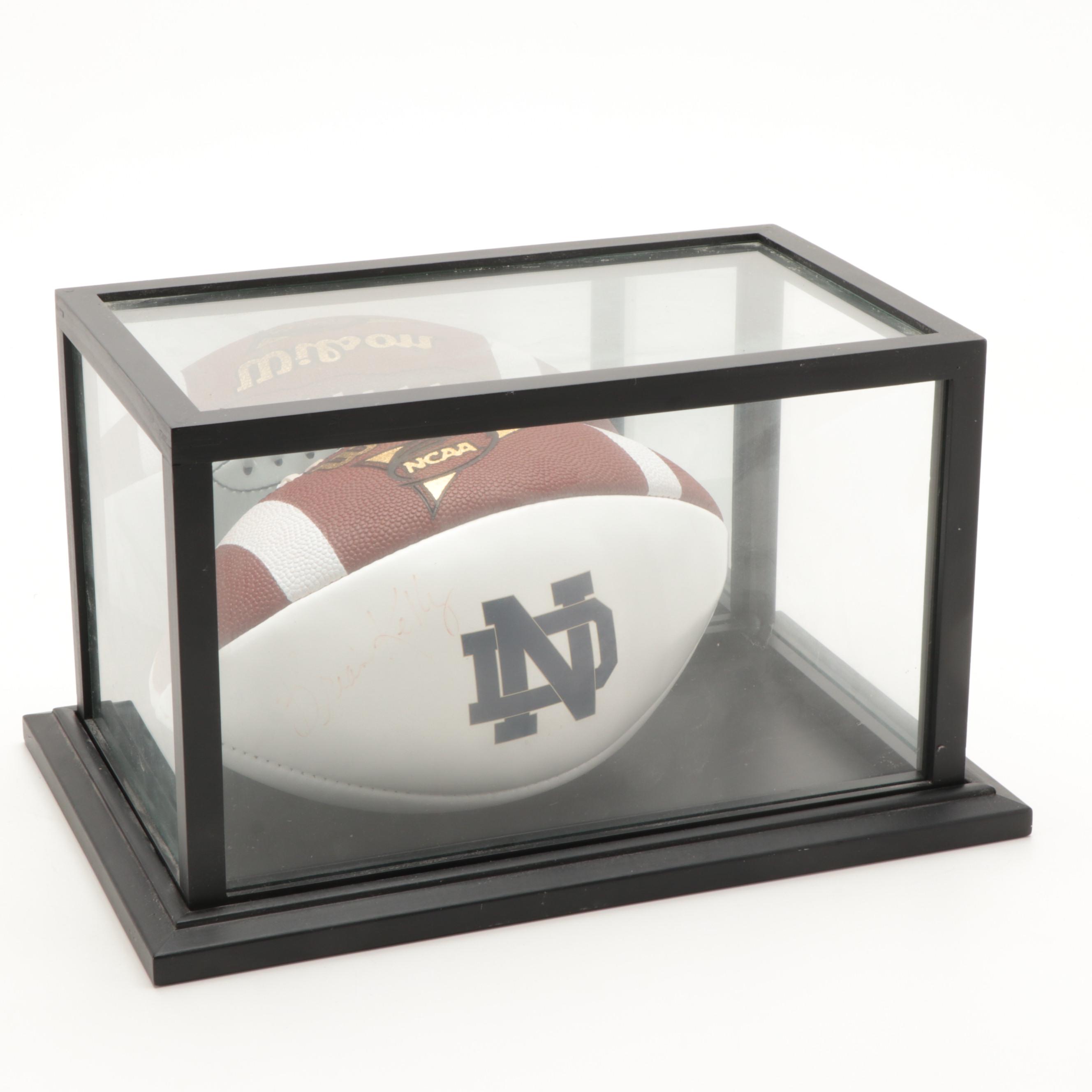 NCAA Notre Dame Gerry Faust, Brian Kelly Signed Wilson Football in Case ...