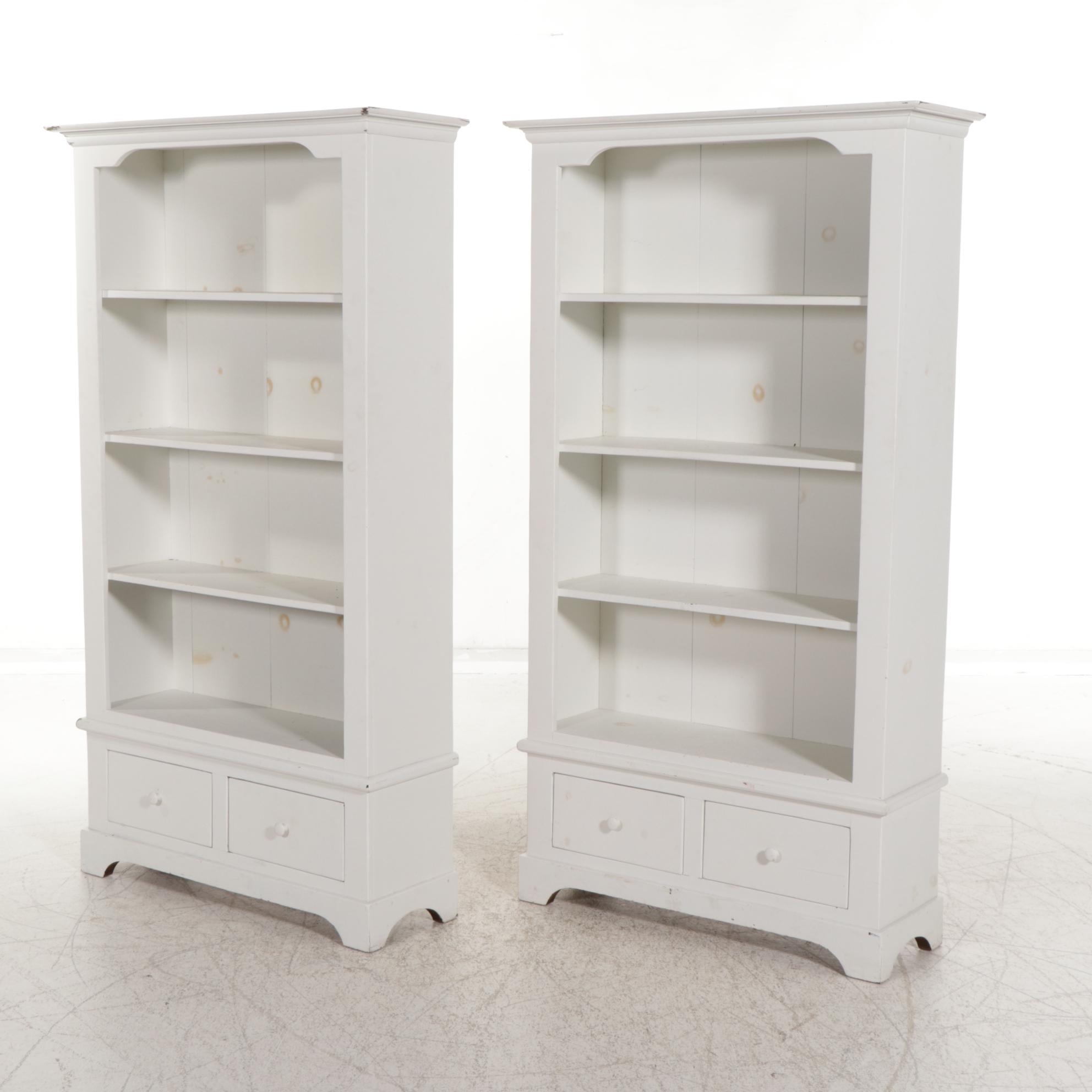 Pair of Country Affaire White-Painted Pine Bookcases, Late 20th Century ...
