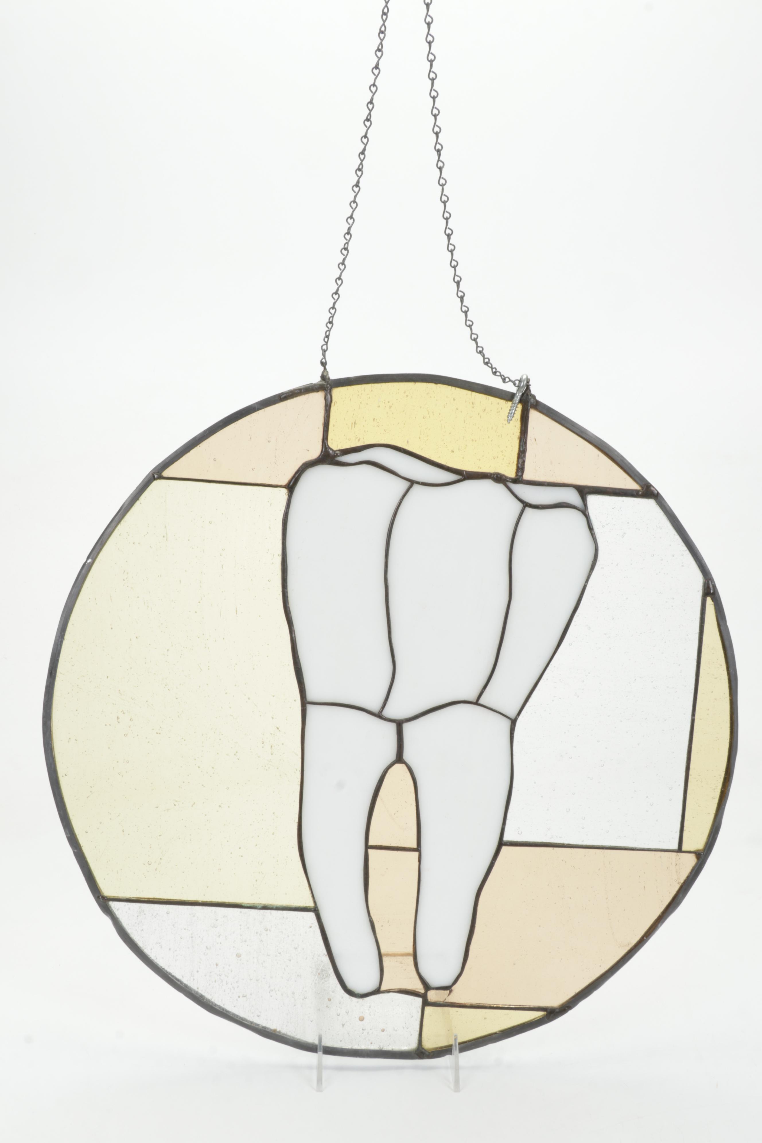 Stained Glass Tooth Round Hanging Panel | EBTH
