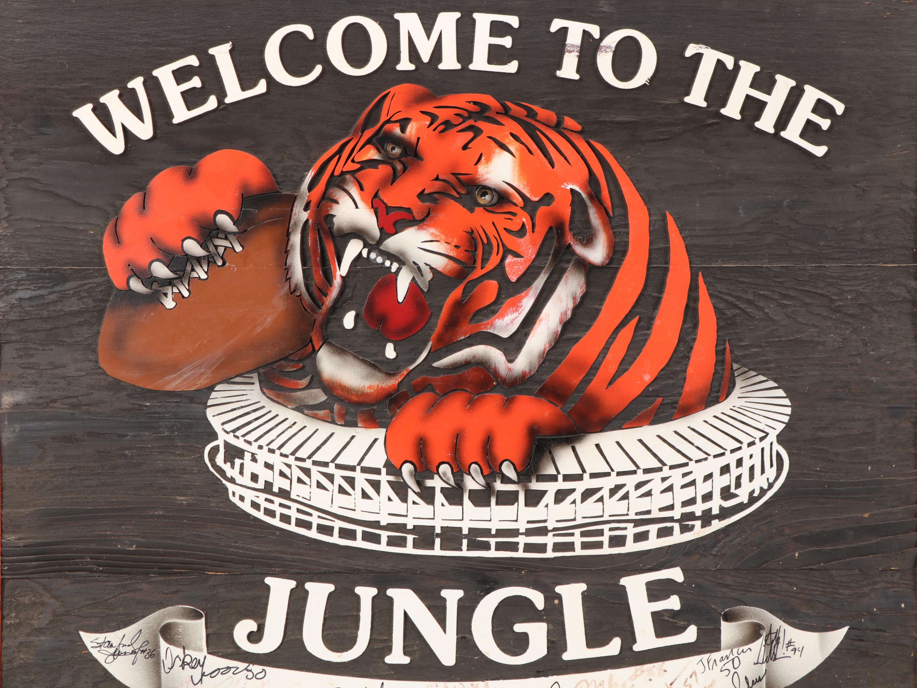 1980s Cincinnati Bengals "Welcome To The Jungle" Signed Custom Wood ...