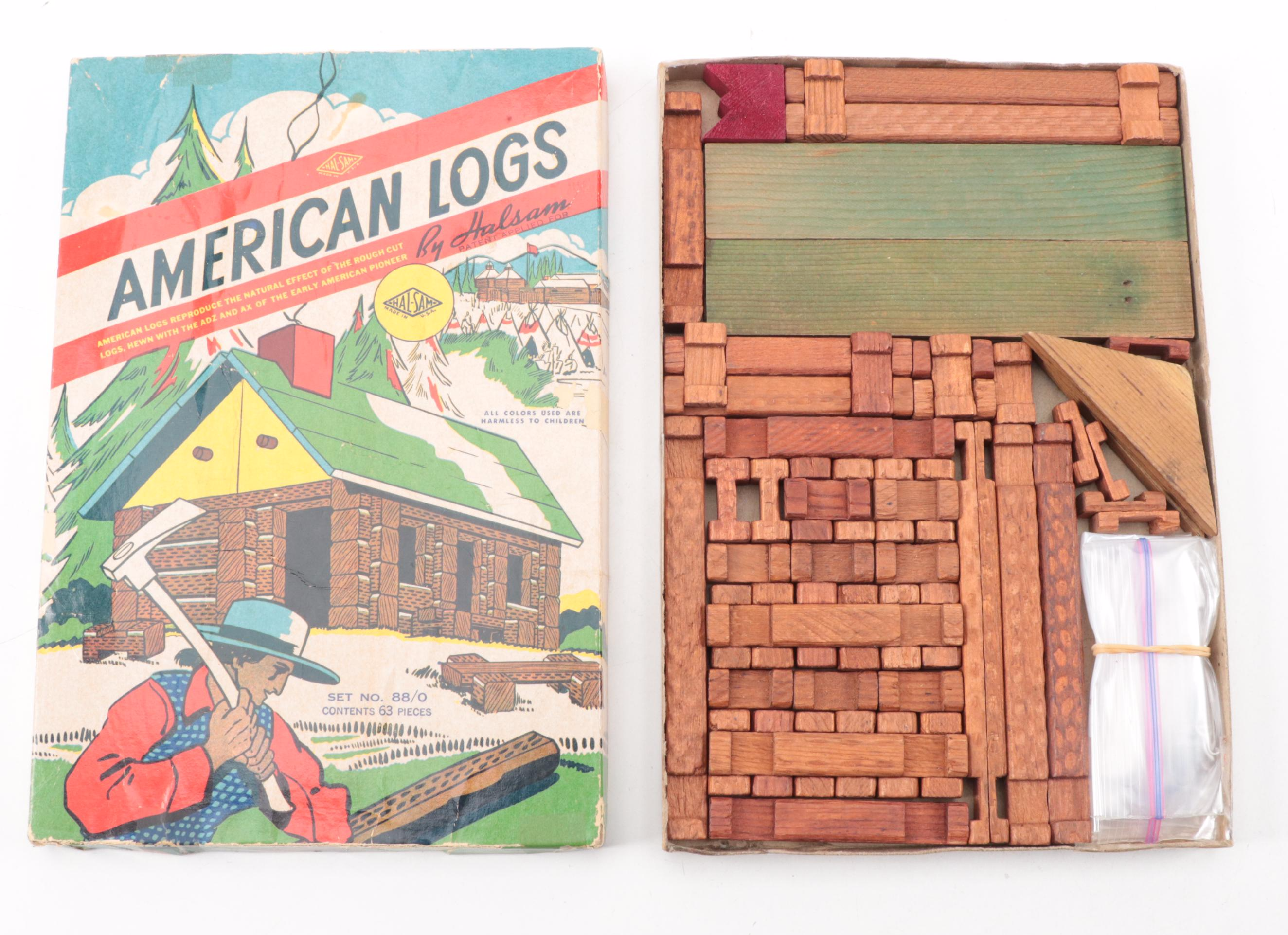 Halsam American Logs Construction Toy Sets, Mid-20th Century | EBTH