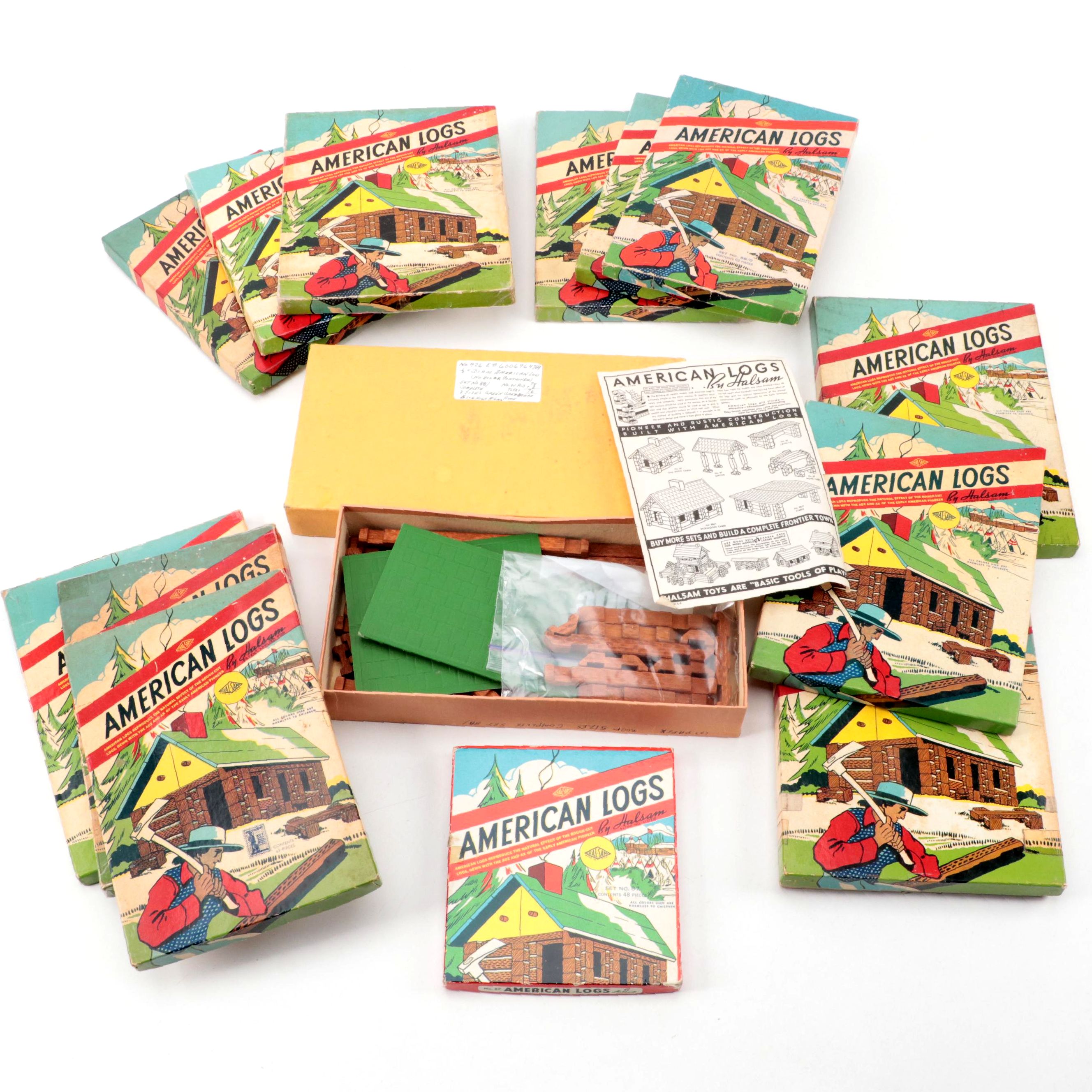 Halsam American Logs Construction Toy Sets, Mid-20th Century | EBTH