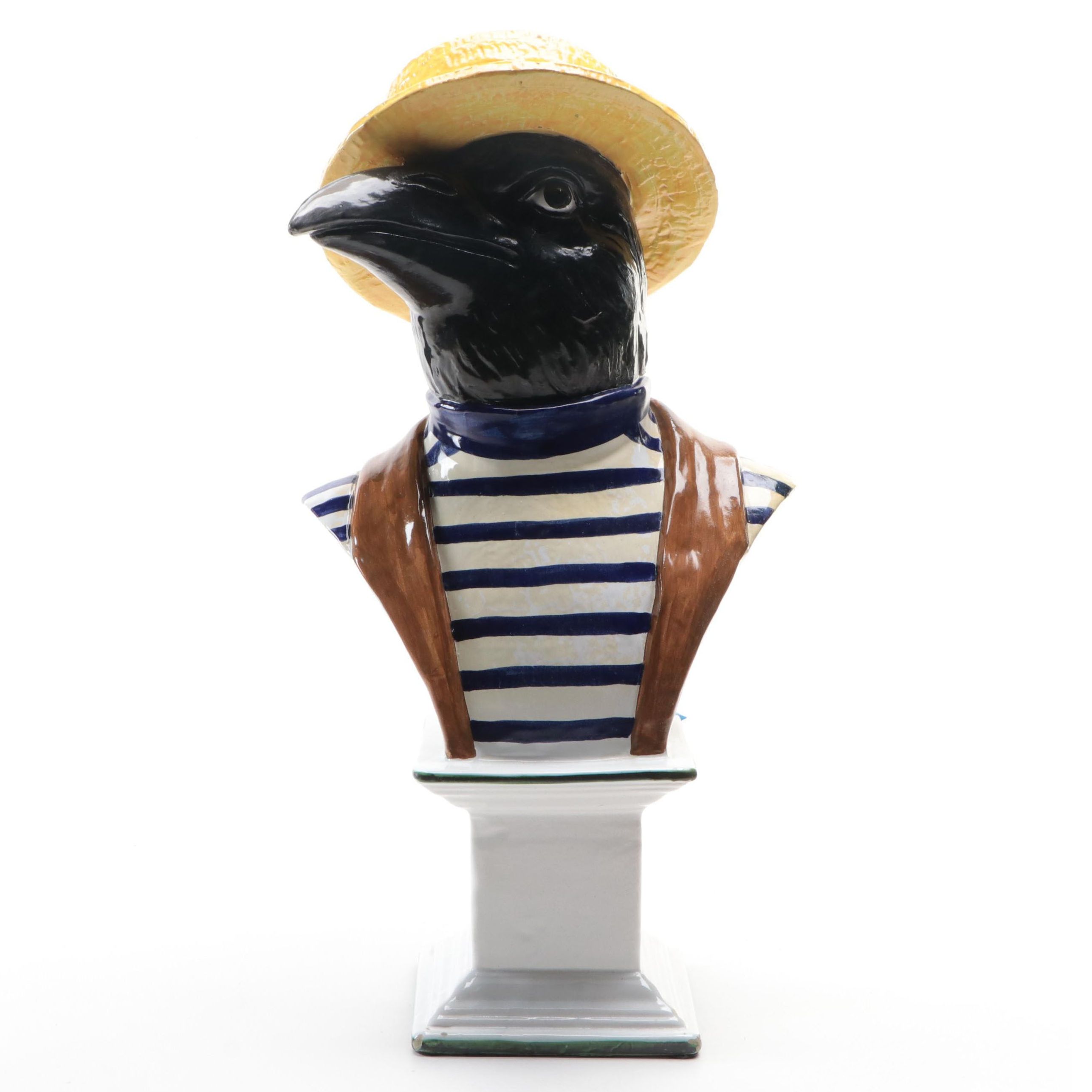 Royal Mayolyca Italian Majolica Hand-Decorated Gondelier Crow Bust | EBTH
