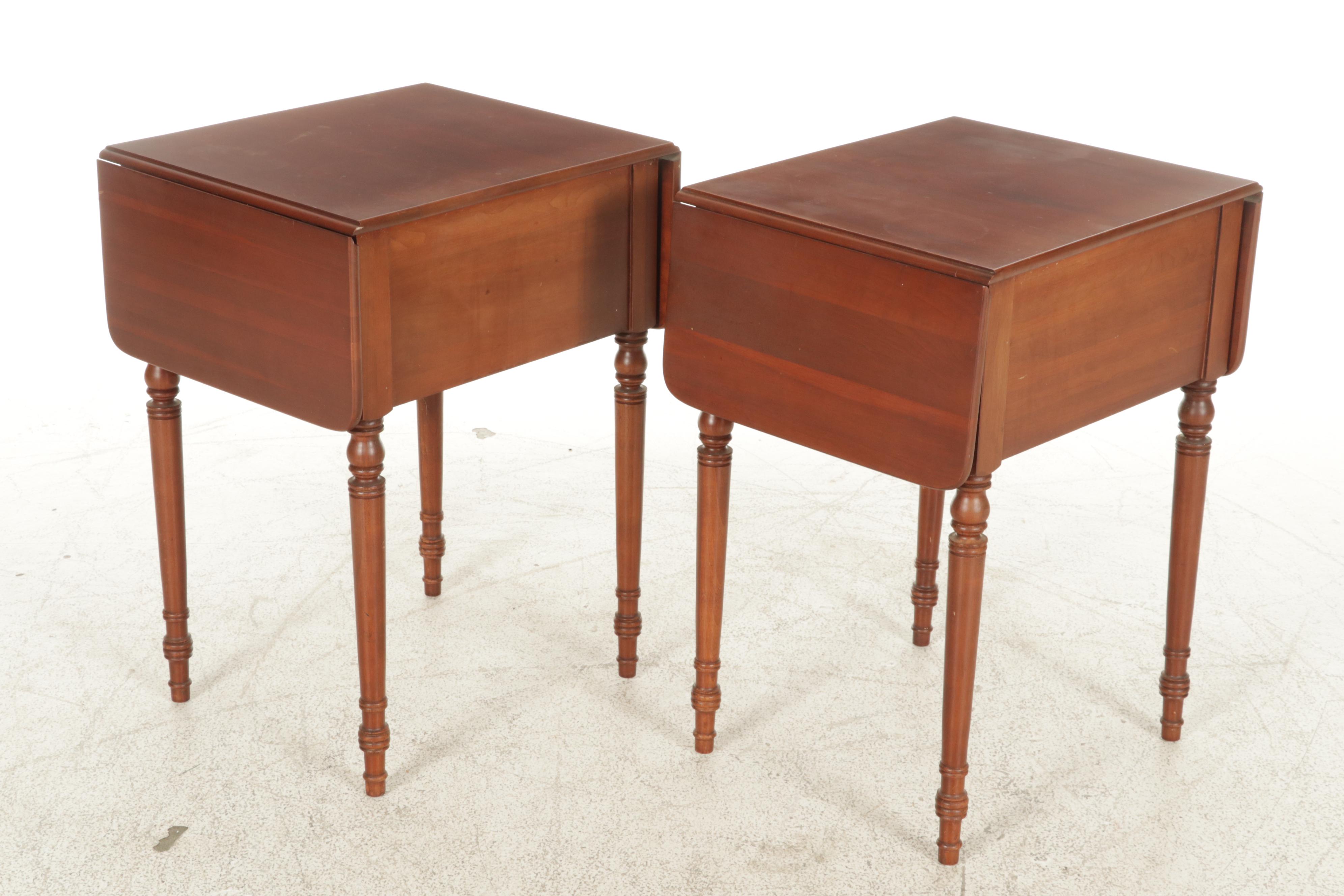 Pair of Consider H. Willett Cherrywood Drop Leaf End Tables, Mid-20th ...
