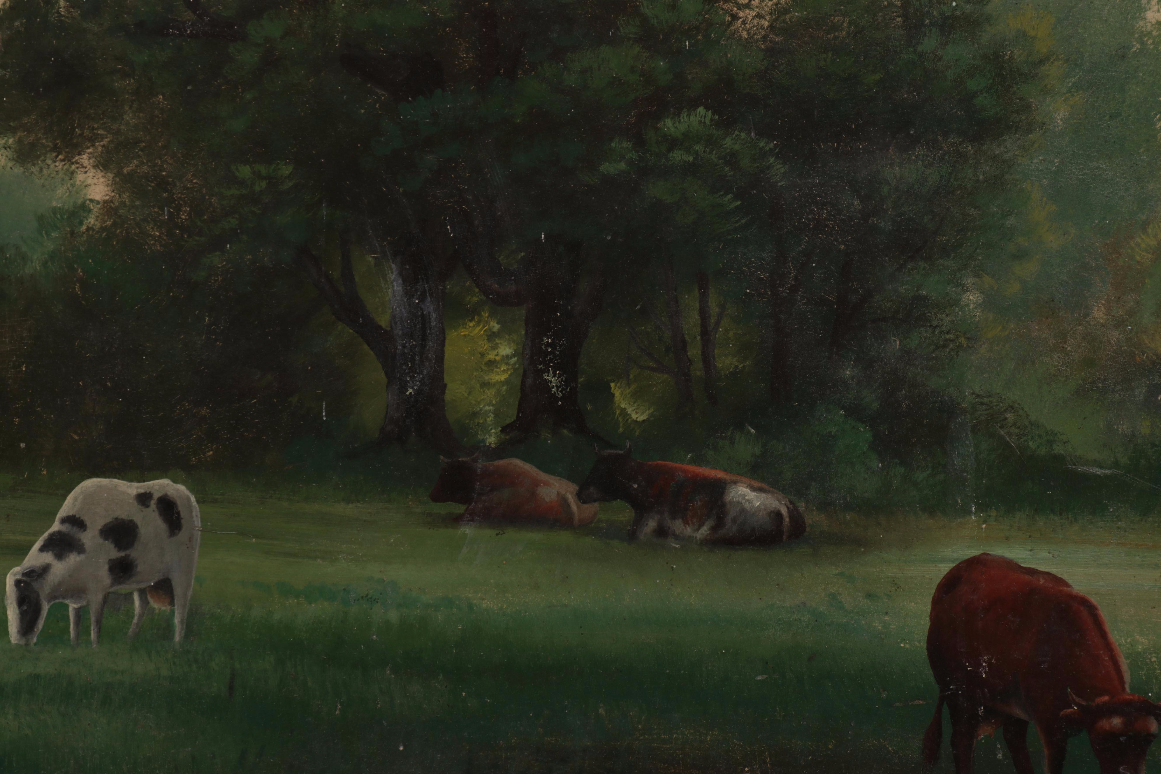 American School Large-Scale Oil Painting of Partridge Meats Farm | EBTH
