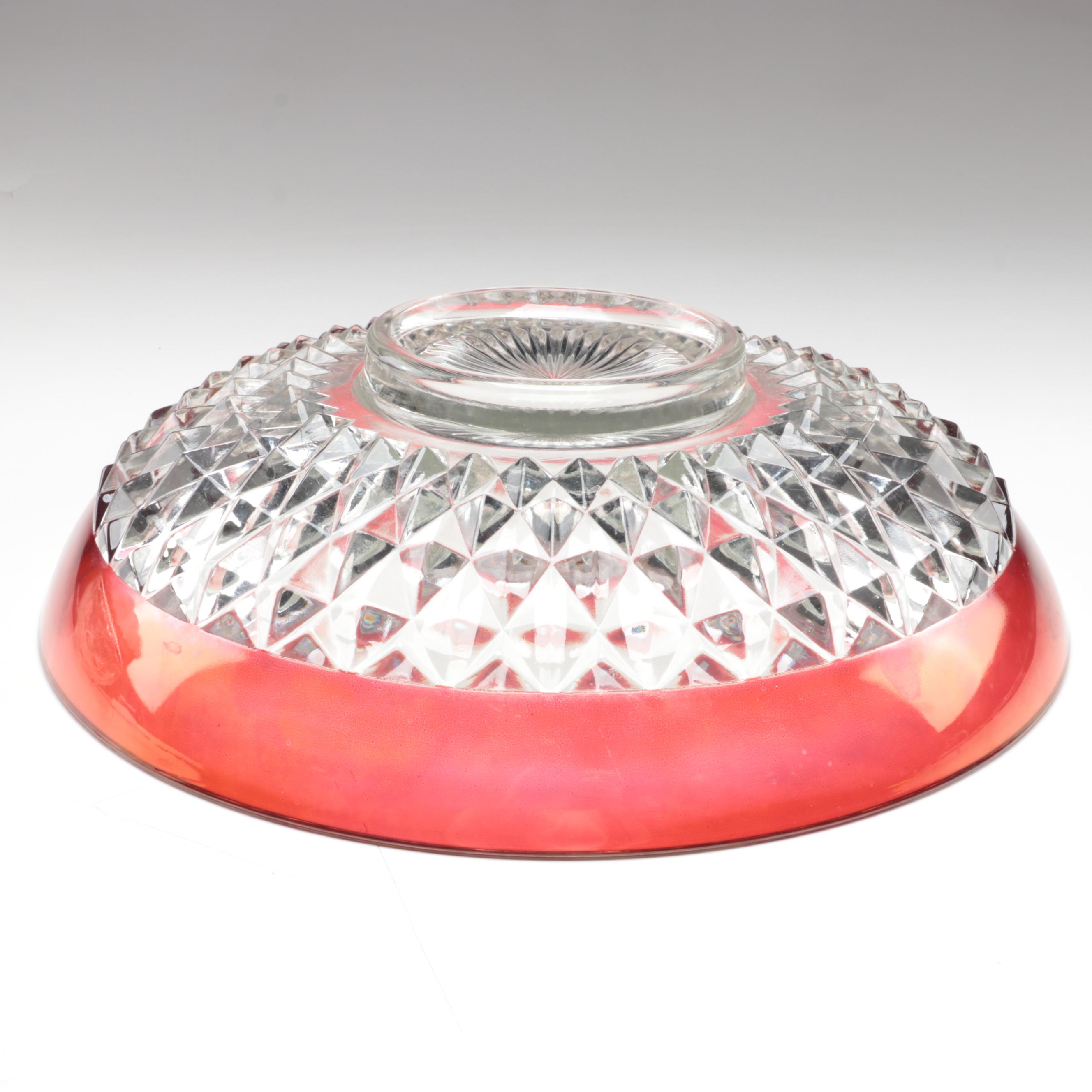 Indiana Glass "Lexington" Punch Bowl and Cups with Other Ruby Flashed ...