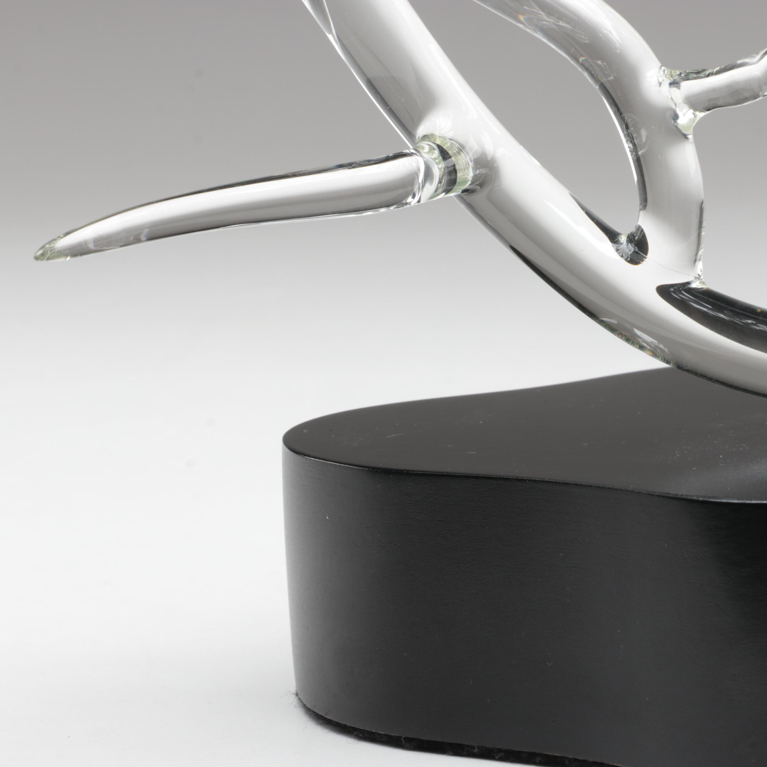 Fräbel Glass Studio "Hummingbird On Hibiscus" Glass Figurine | EBTH