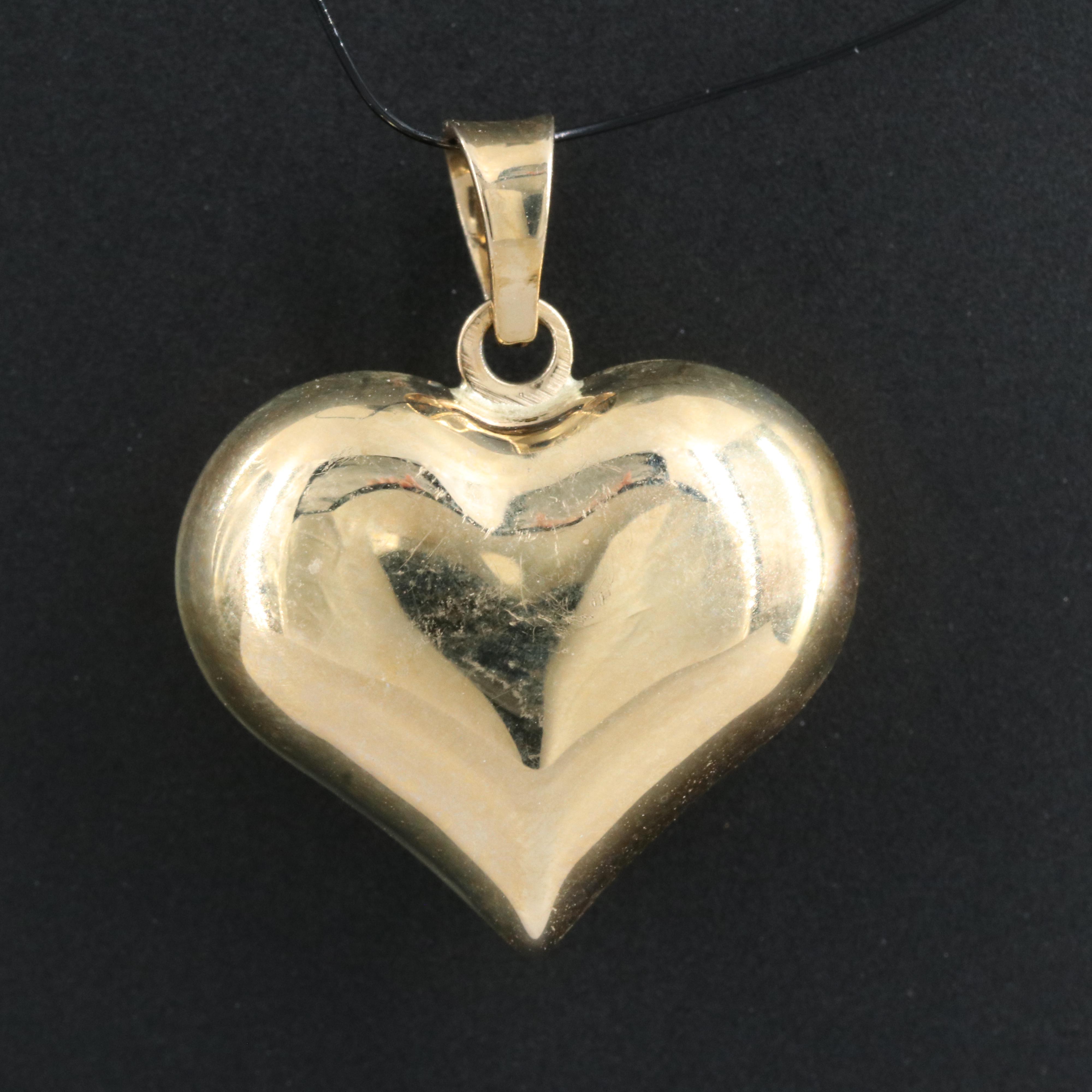 14K Puff Heart Pendant | EBTH