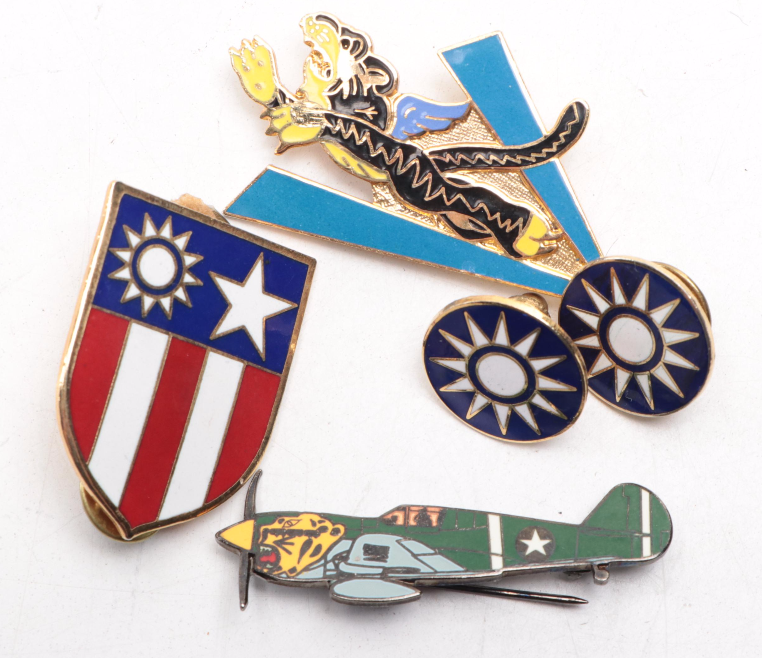 U. S. Military WWII Flying Tigers Patches and Pins with Blood Chit and ...
